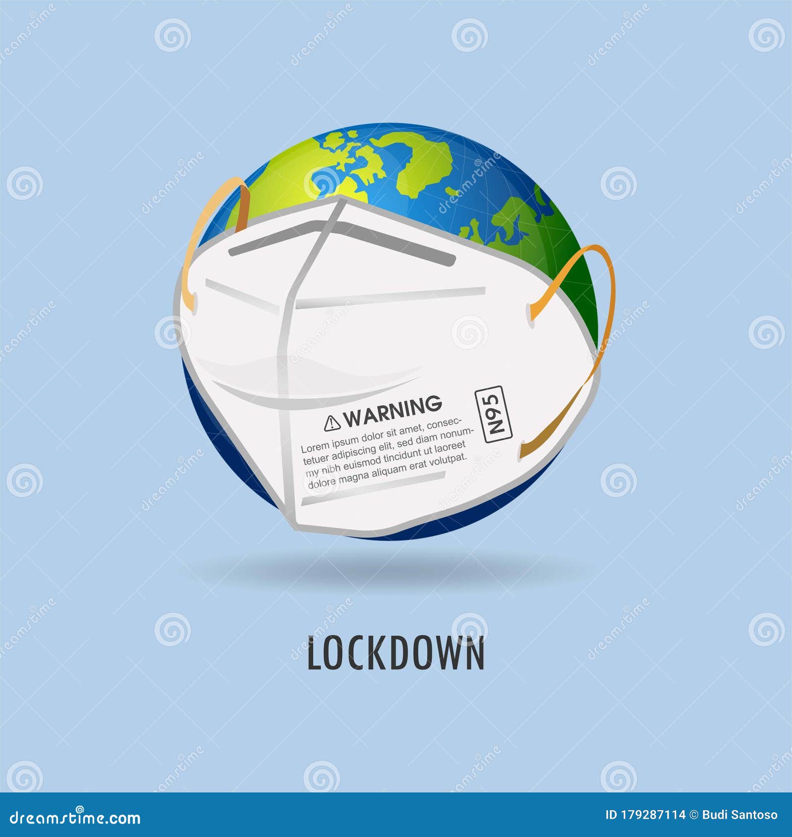 Llustration Coronavirus Lockdown Barrier Mask Over Worl Stock Vector ...