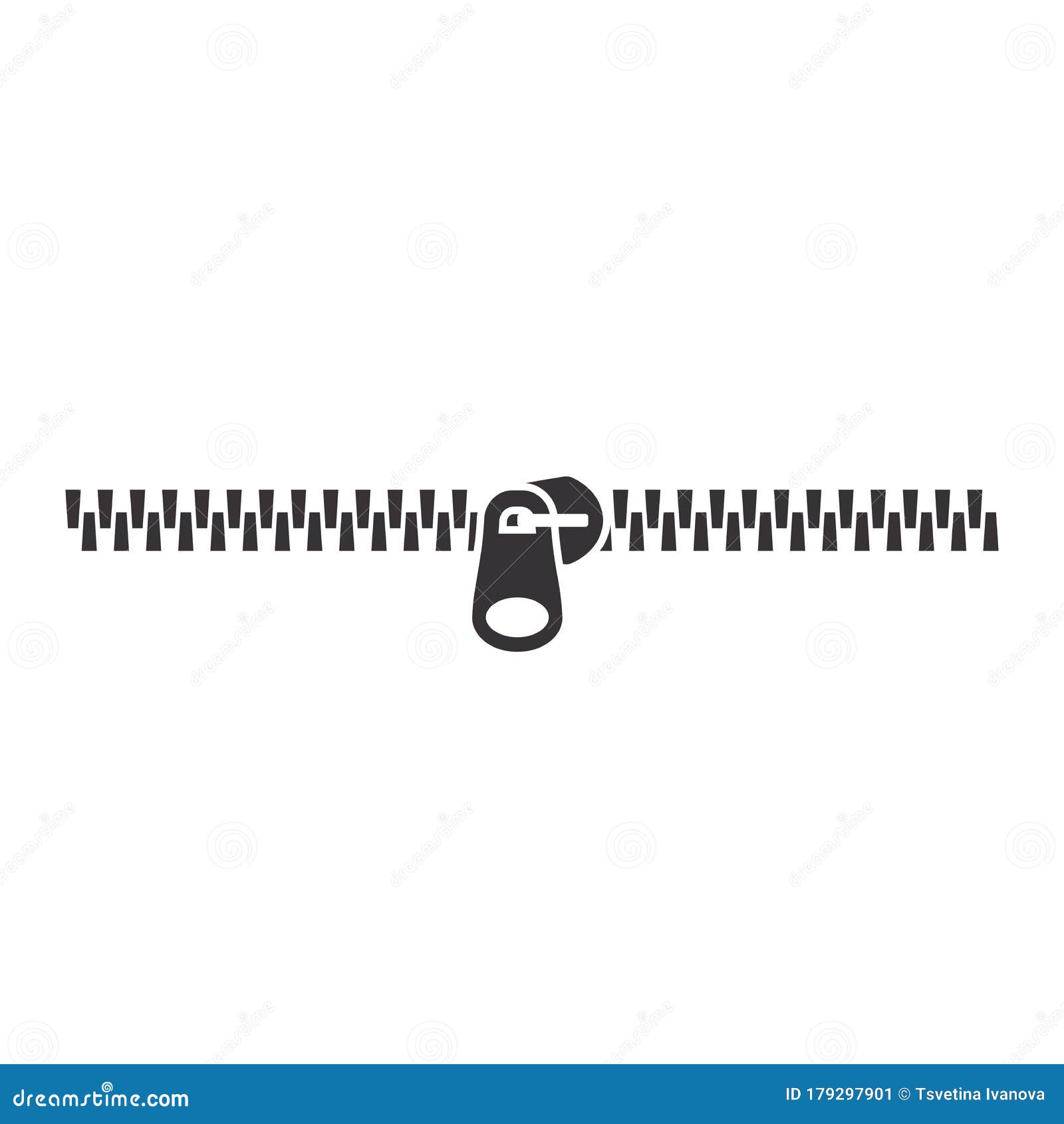 Closed Horizontal Zipper Black Isolated Vector Illustration. Stock ...