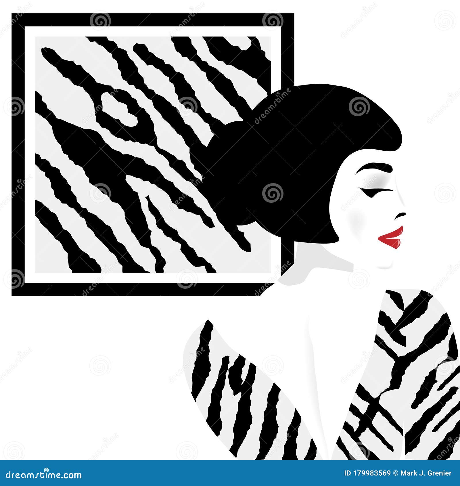 The Lady in the Zebra-Print Dress Stock Vector - Illustration of ...
