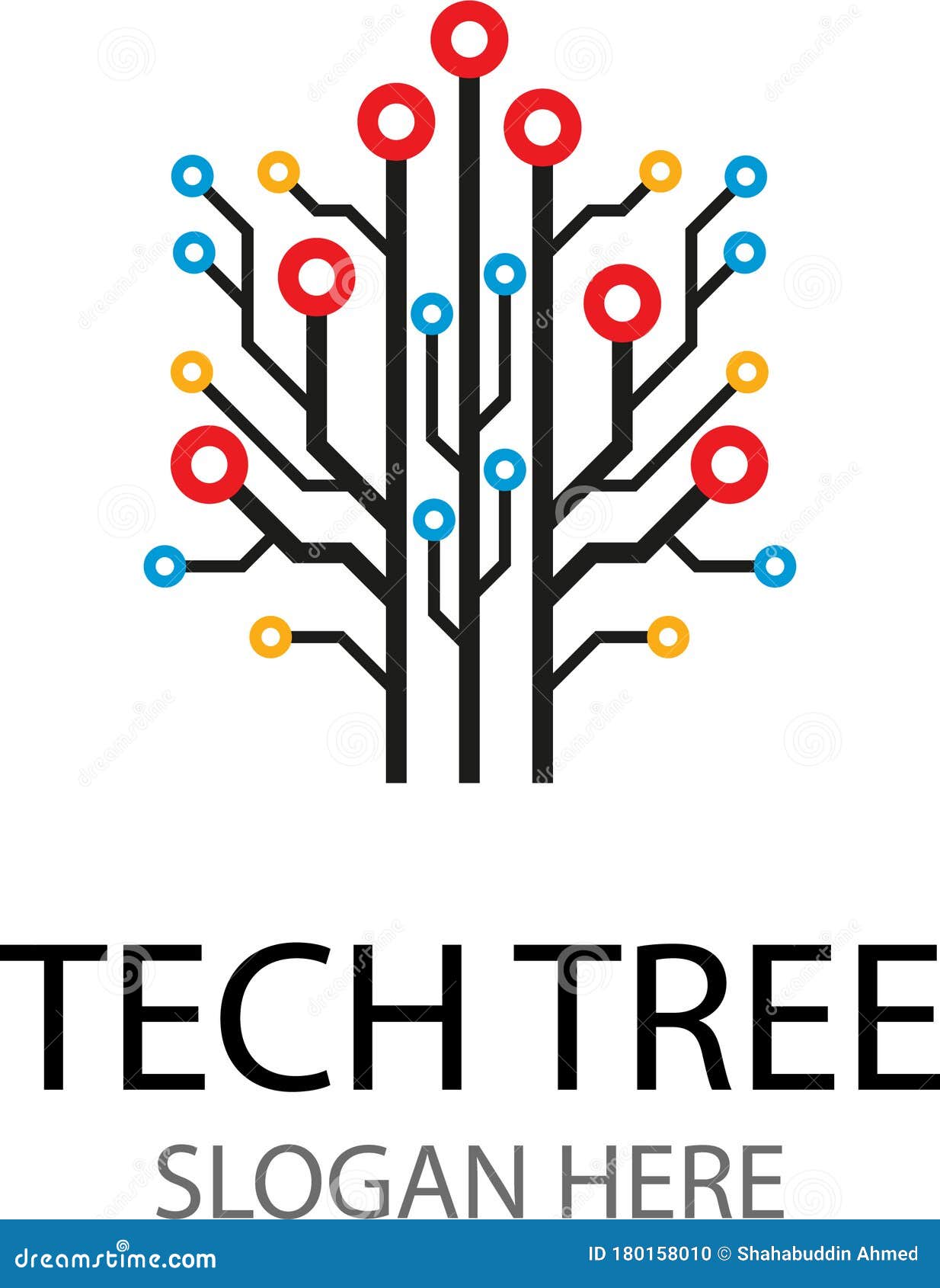 Tech Tree Electrical Circuit Digital Logo. Abstract Vector Technology ...