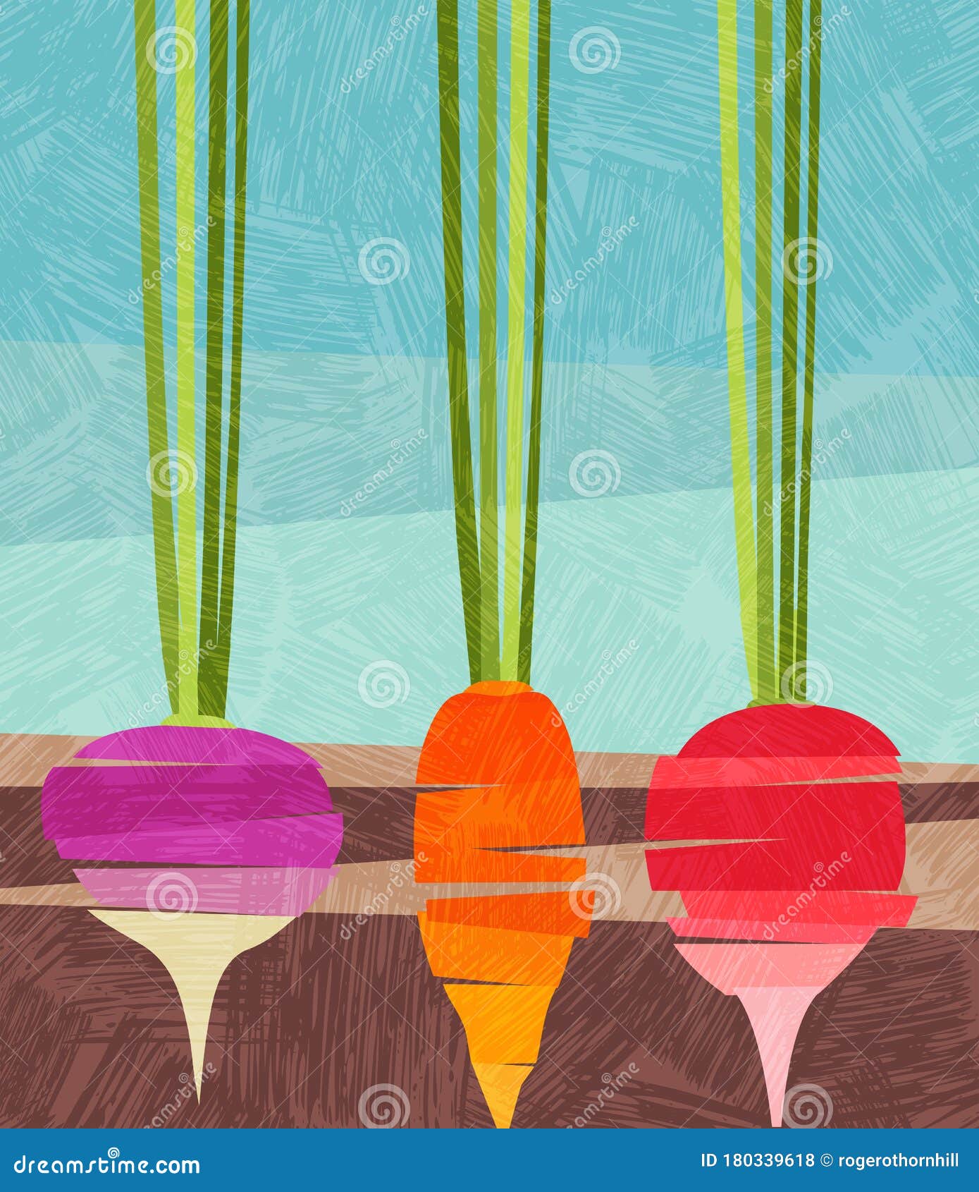 Abstract Vegetable Design in Flat Cut Out Style. Root Vegetables ...