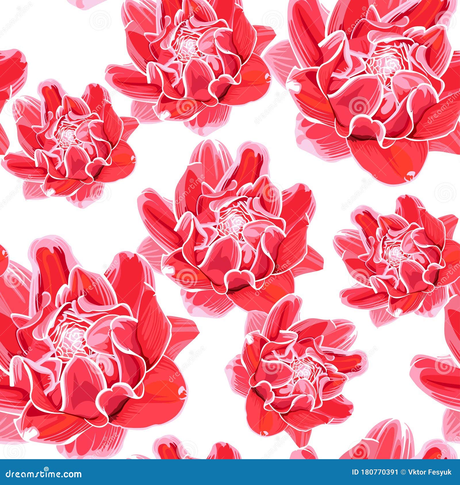 Tropical Pattern with Exotic Red Flower. Amazing Floral Allover Pattern ...