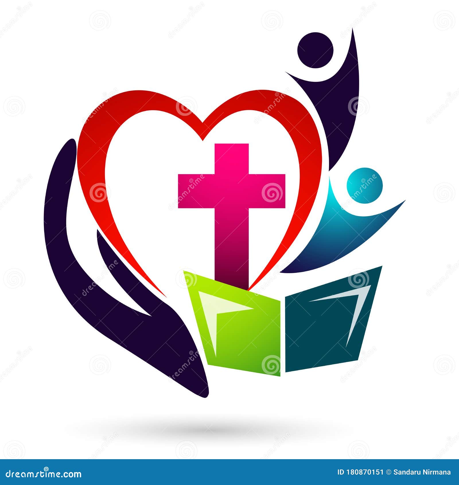 Cross with Heart Love Bible Church People Union Care Love Logo Design ...