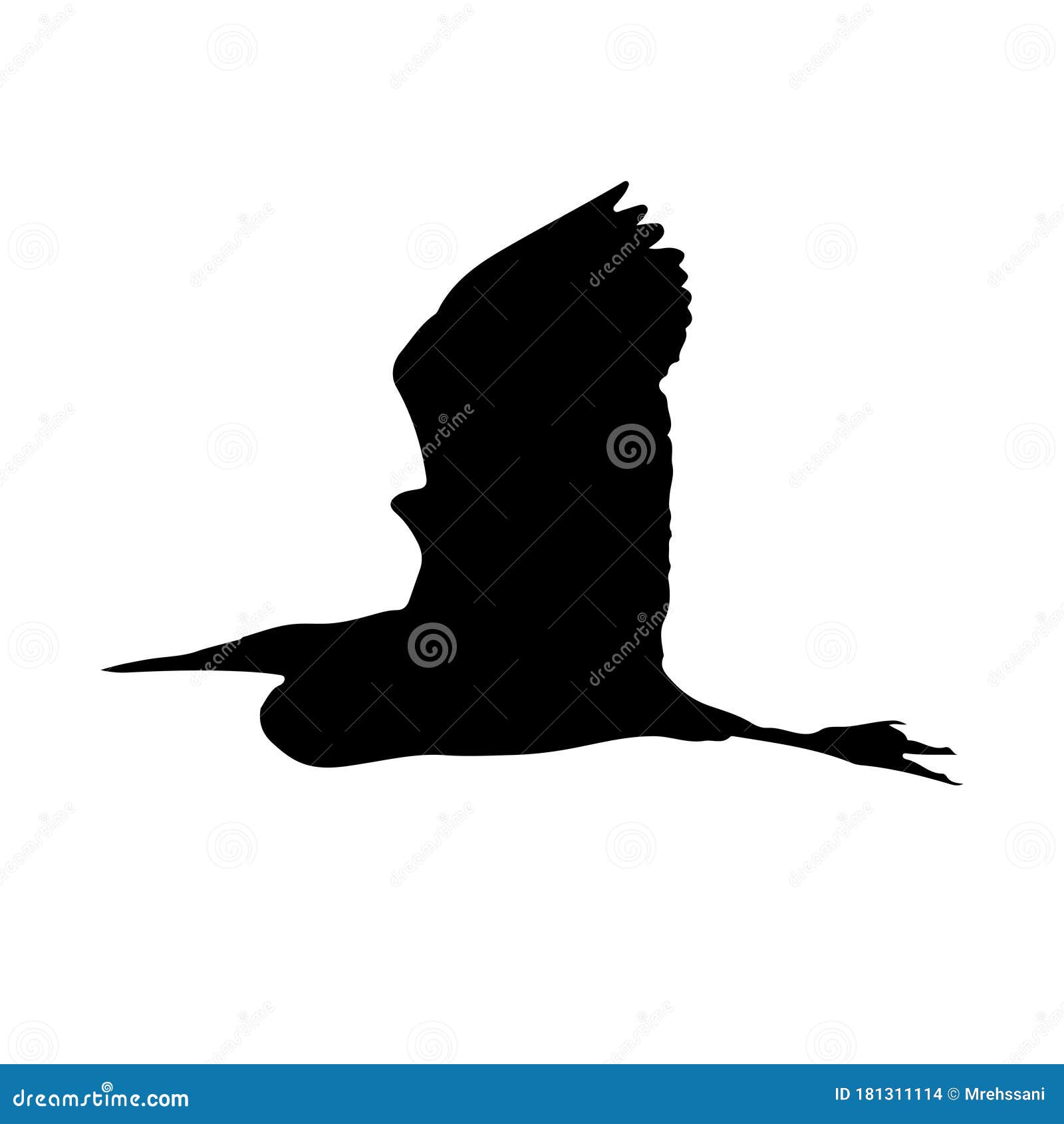 The Silhouette Vector Illustration of Flying Egret Bird in White ...