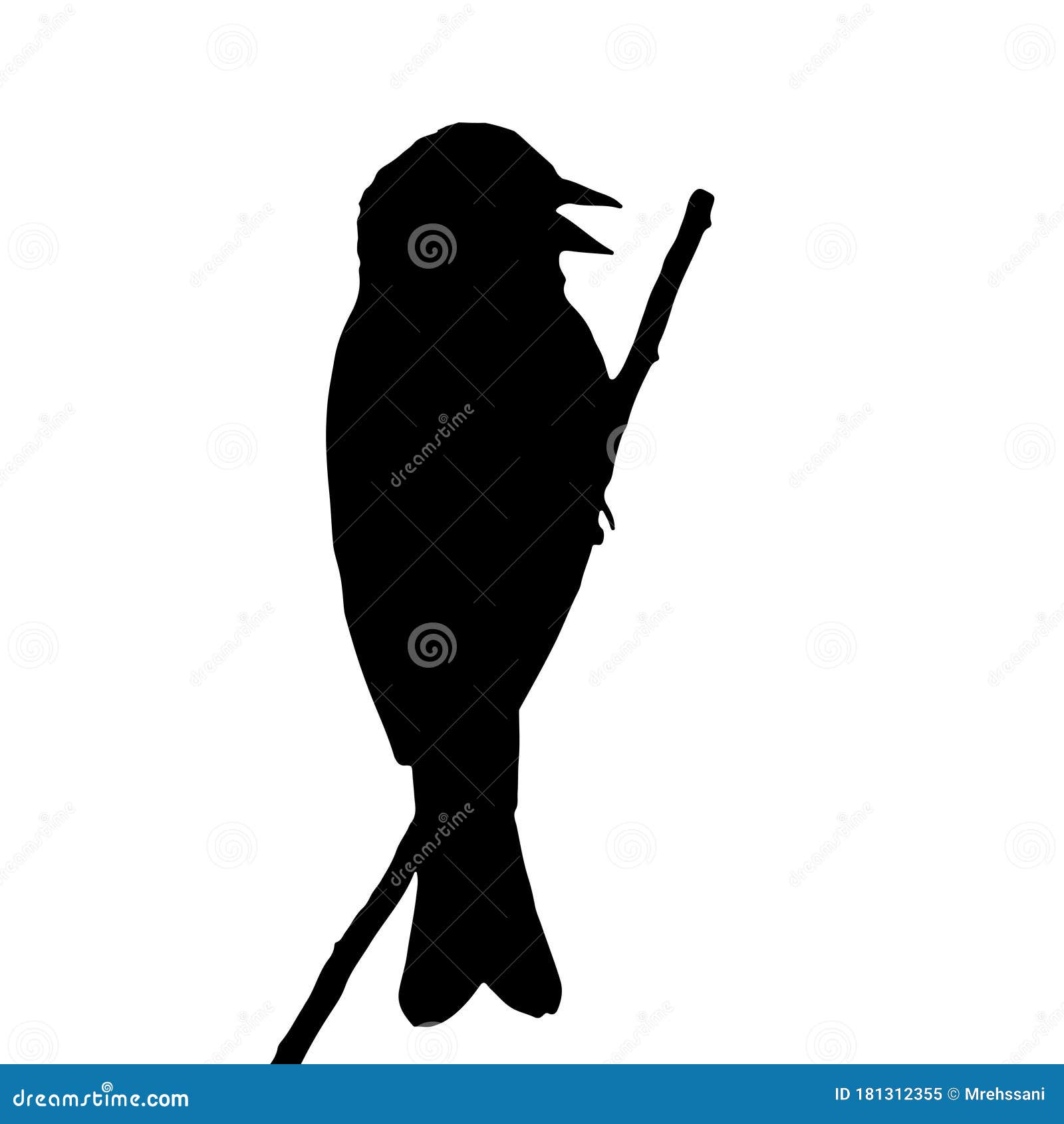 The Silhouette Vector Illustration of Passerine Singing Bird Sitting on ...