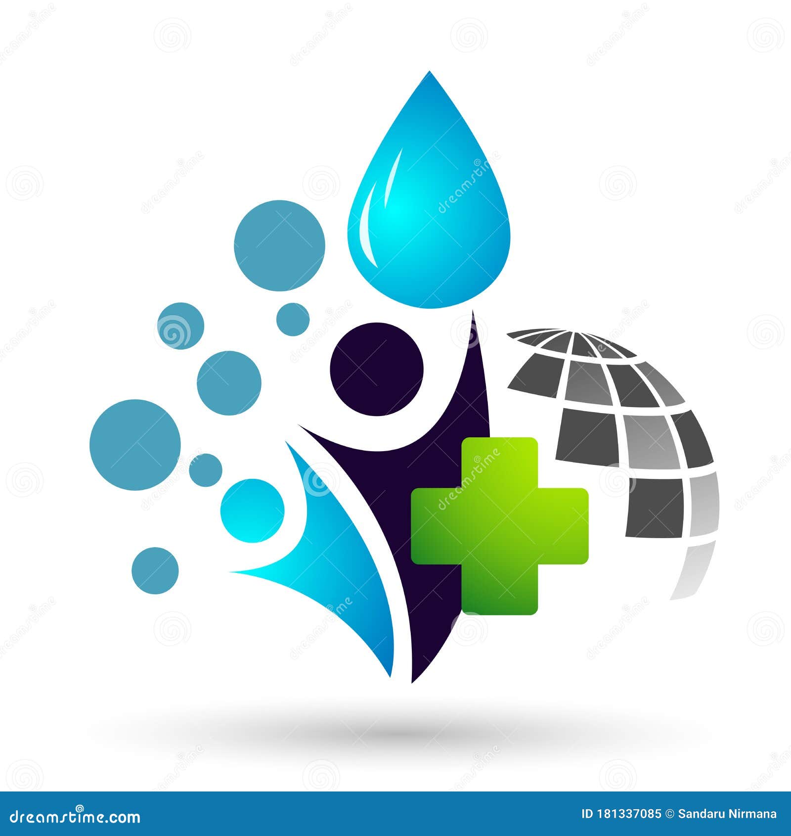 Globe Water Drop Medical Logo Concept of Water Care with World Save ...