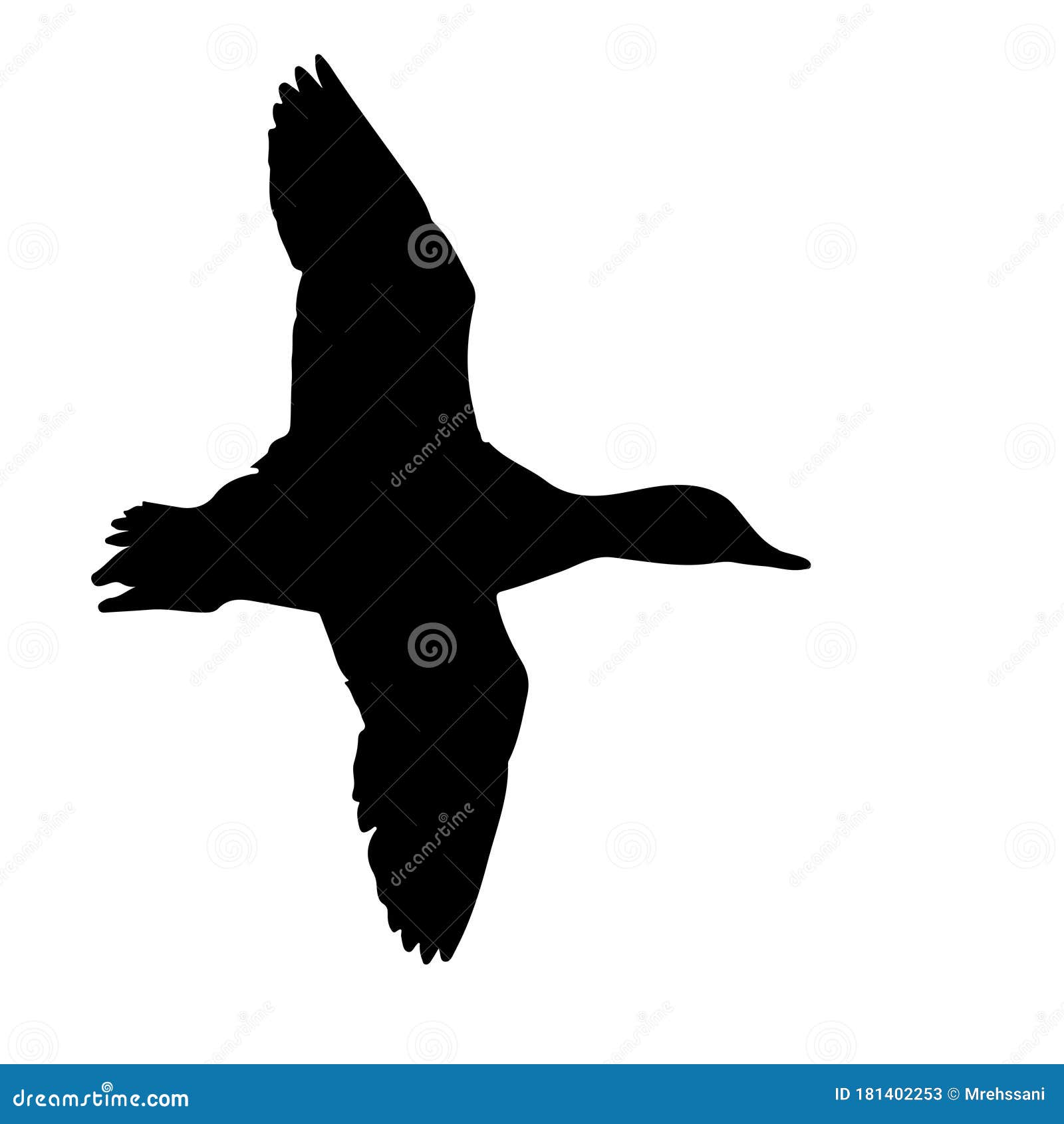 The Vector Illustration Silhouette of Flying Duck Bird in White ...