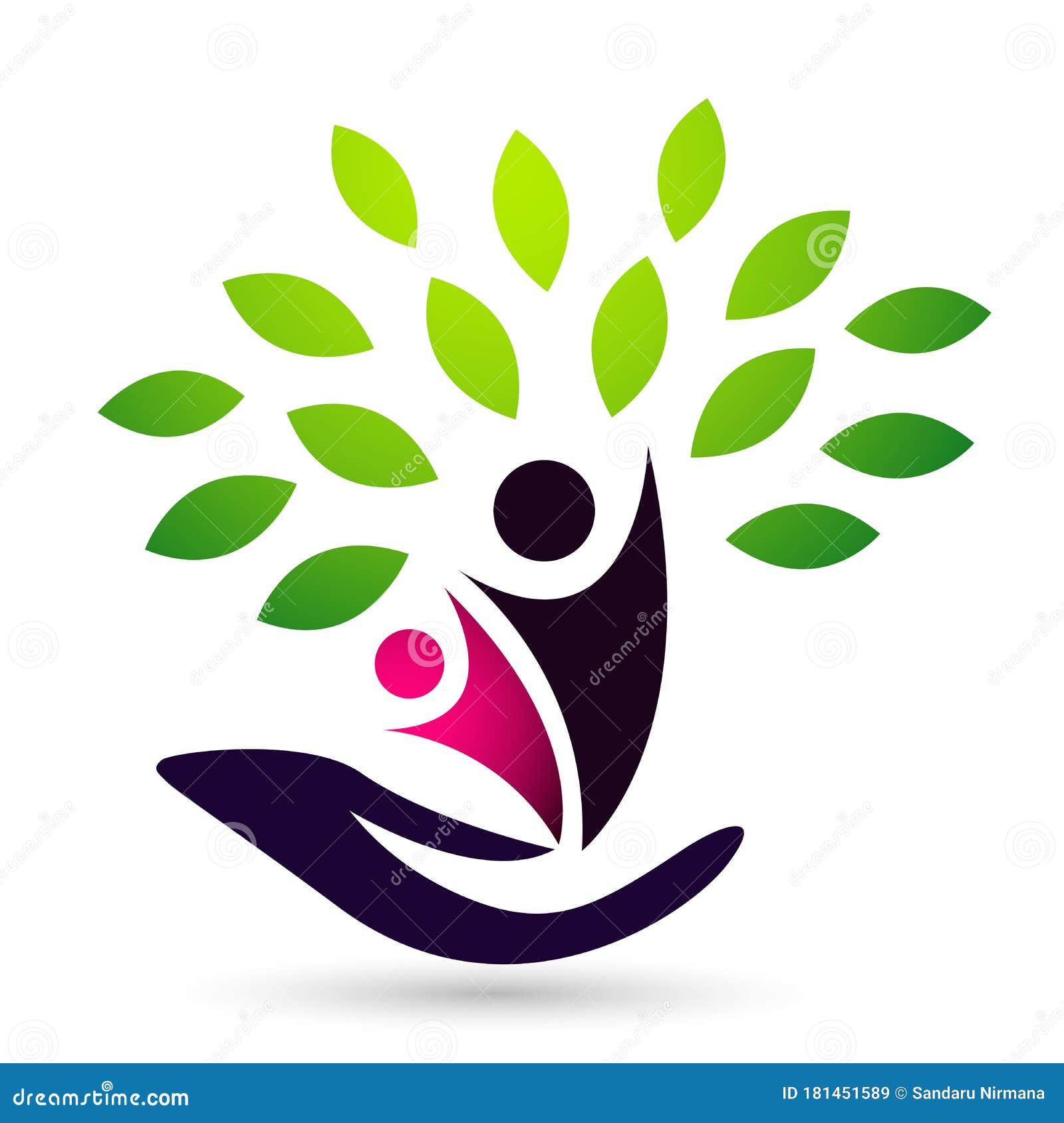 Hand Holding Human Tree Health Care Wellness Medical Logo Icon on White ...