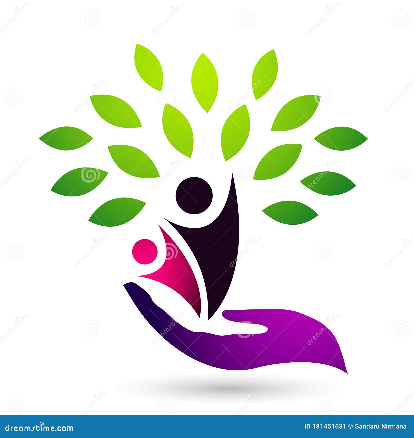 Hand Holding Human Tree Health Care Wellness Medical Logo Icon on White ...