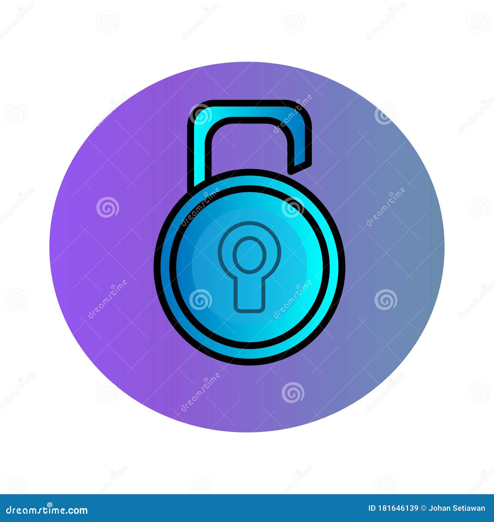 Unlock button stock vector. Illustration of icon, vector - 181646139