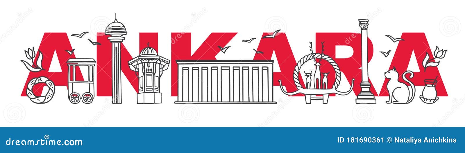 Ankara, Turkey Skyline Silhouette. Cartoon Vector | CartoonDealer.com ...