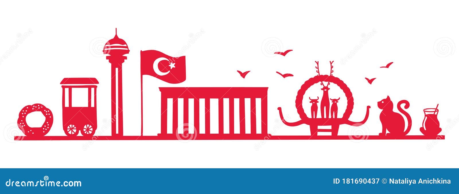 Ankara, Turkey Skyline Silhouette. Cartoon Vector | CartoonDealer.com ...