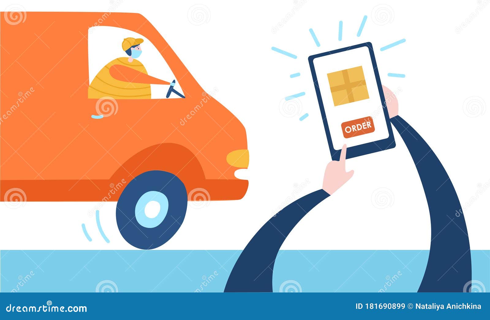 Vector Illustration Order Delivery from Phone. Stock Vector ...