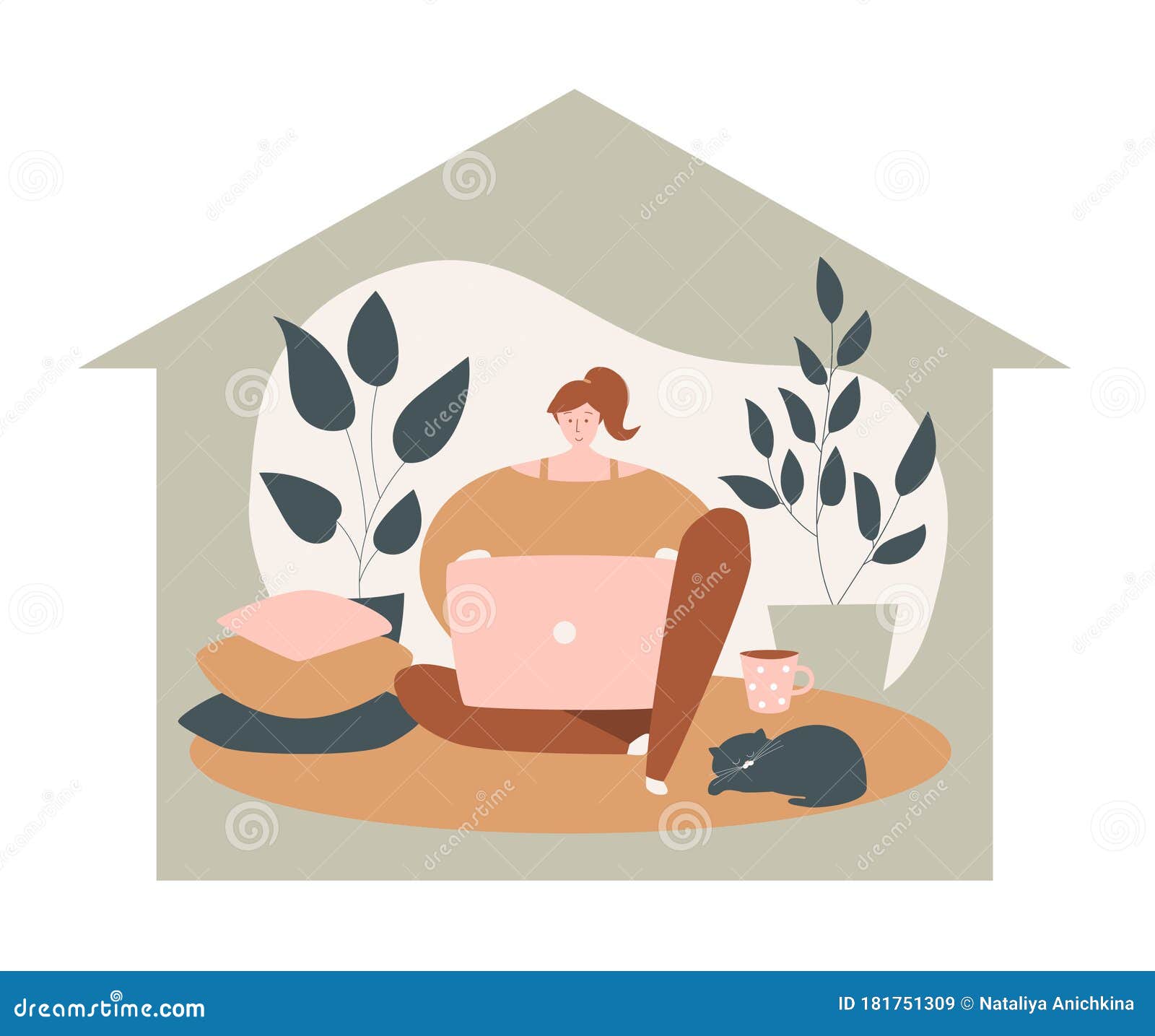 Vector Concept Illustration Stay Home. Stock Vector - Illustration of ...