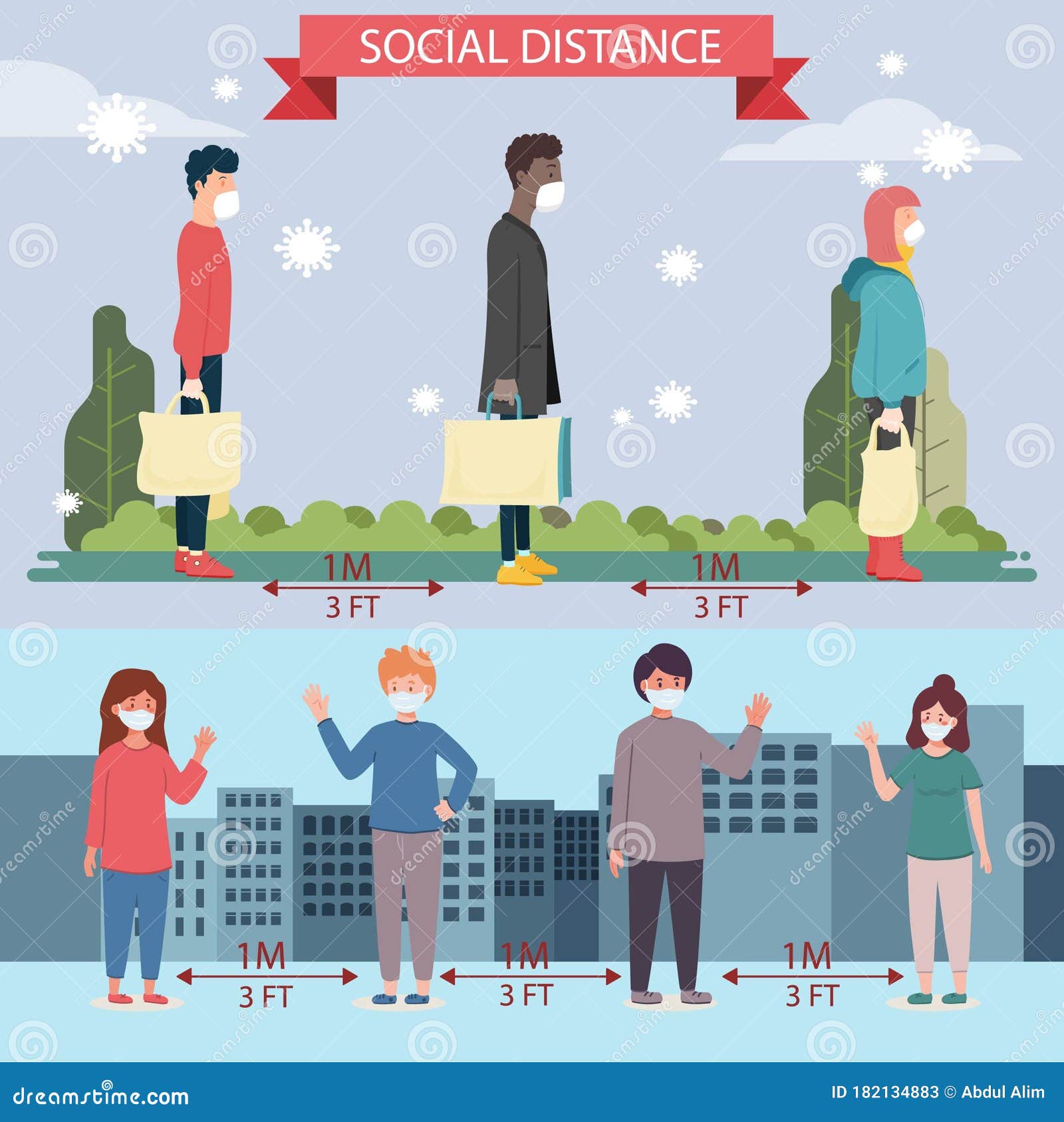 Keep the 1 meter distance stock vector. Illustration of ecology - 182134883