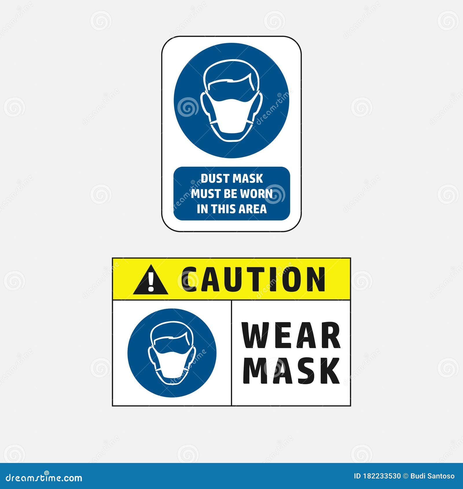 Dust Mask Must Be Worn in this Area, Caution Wear Mask Symbol Sig Stock ...