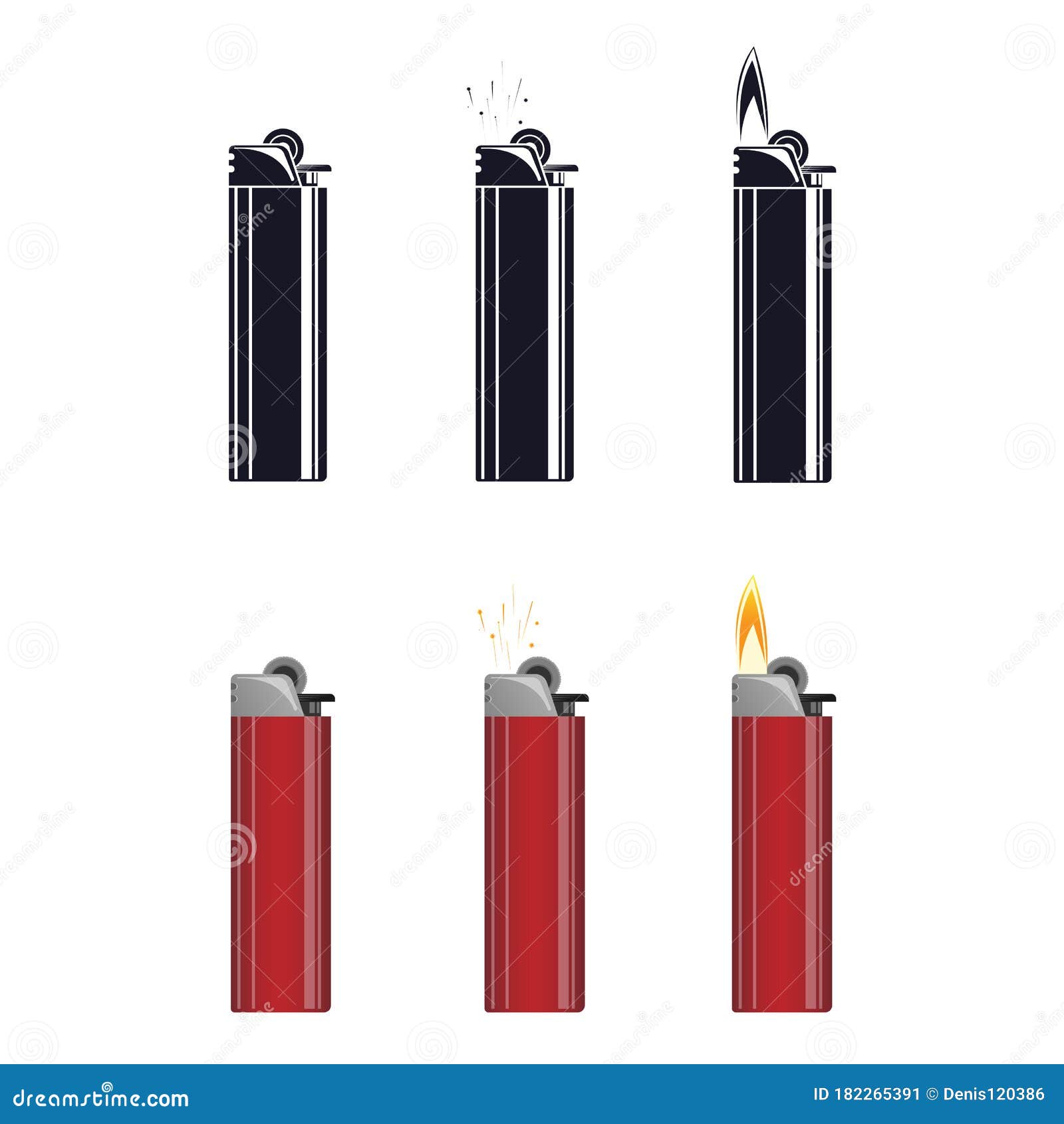 Lighter. the Flame of the Lighter. Pocket Lighter. Vector Illustration ...