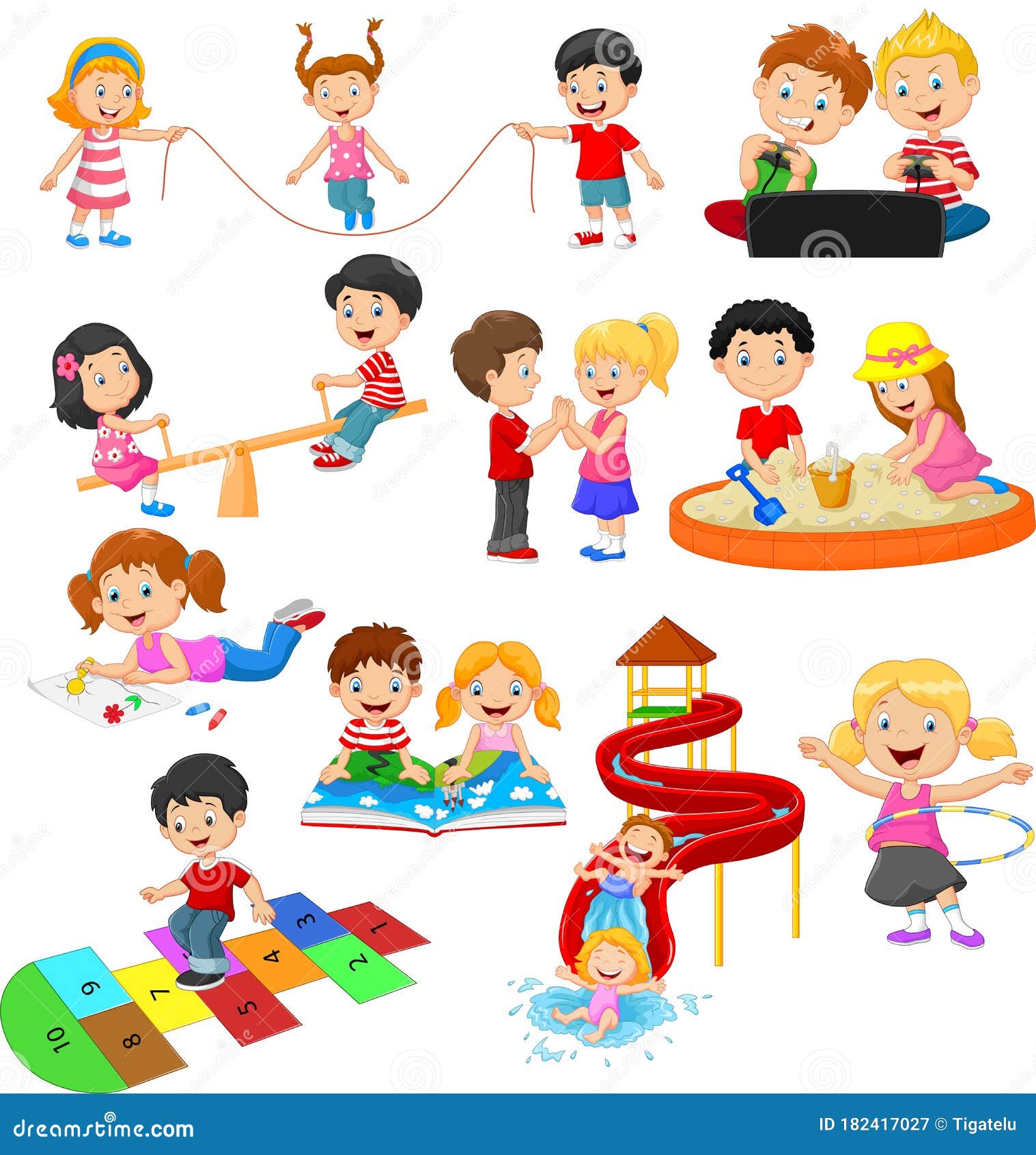 Cartoon Children with Different Hobbies and Sport Activities Stock ...