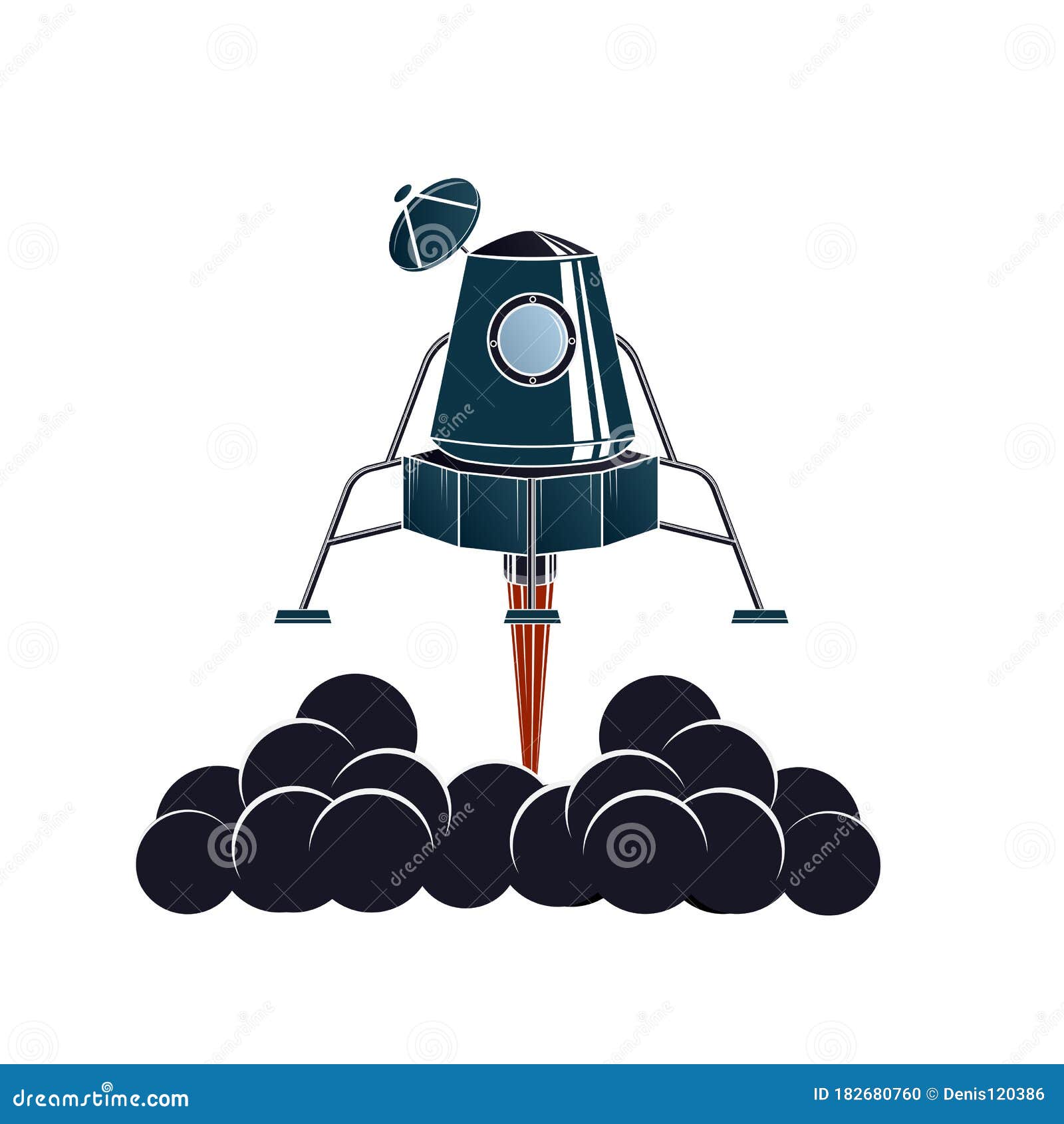 Lunar Module. Launch of a Spacecraft. Vector Illustration Stock ...