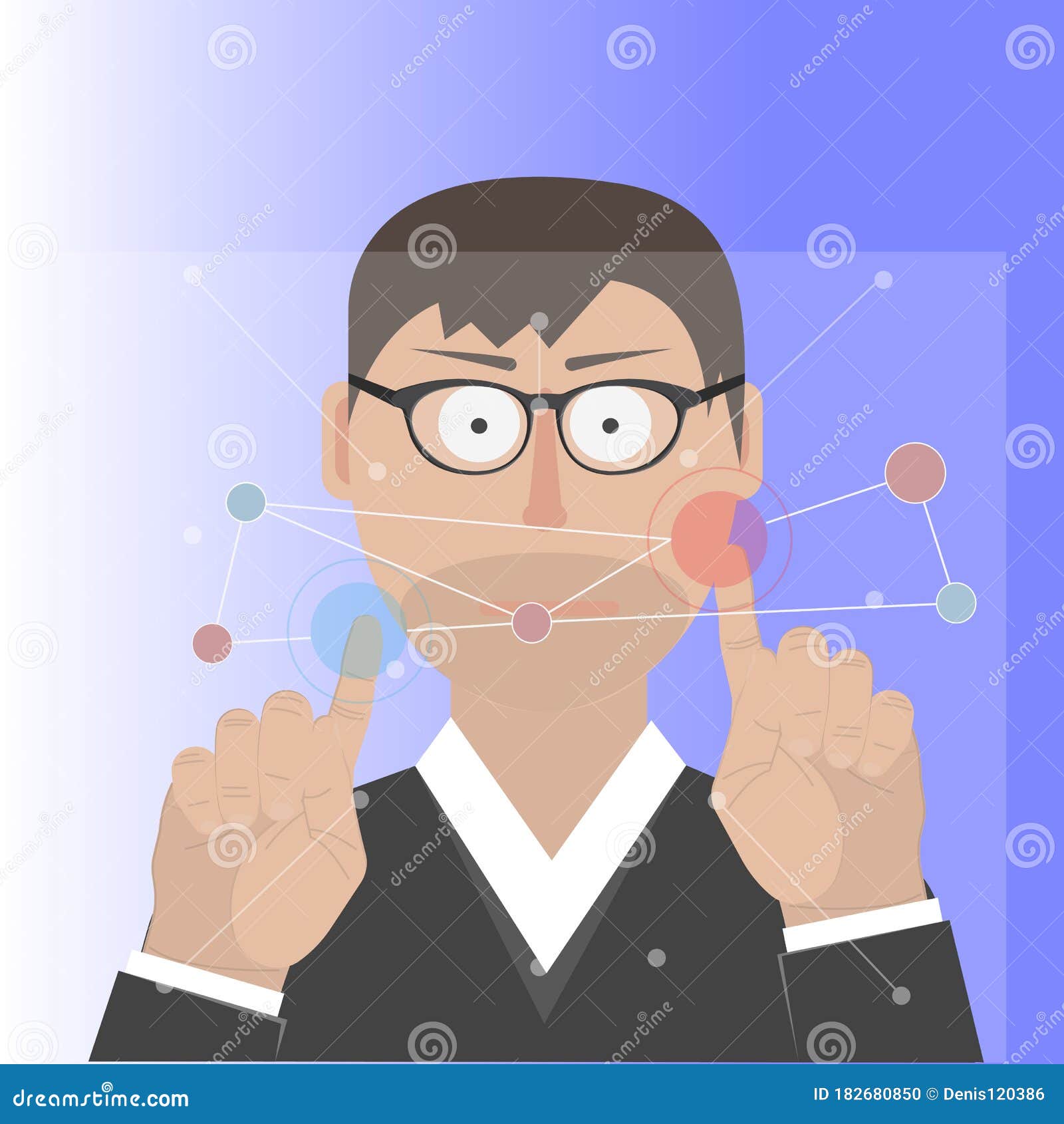 Man and Modern Technology. High Tech, Vector Illustration Stock Vector ...