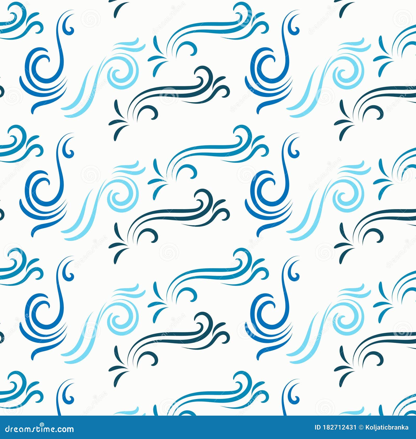 Pattern of Spiral Motifs of Shade of Blue on a White Background Stock ...