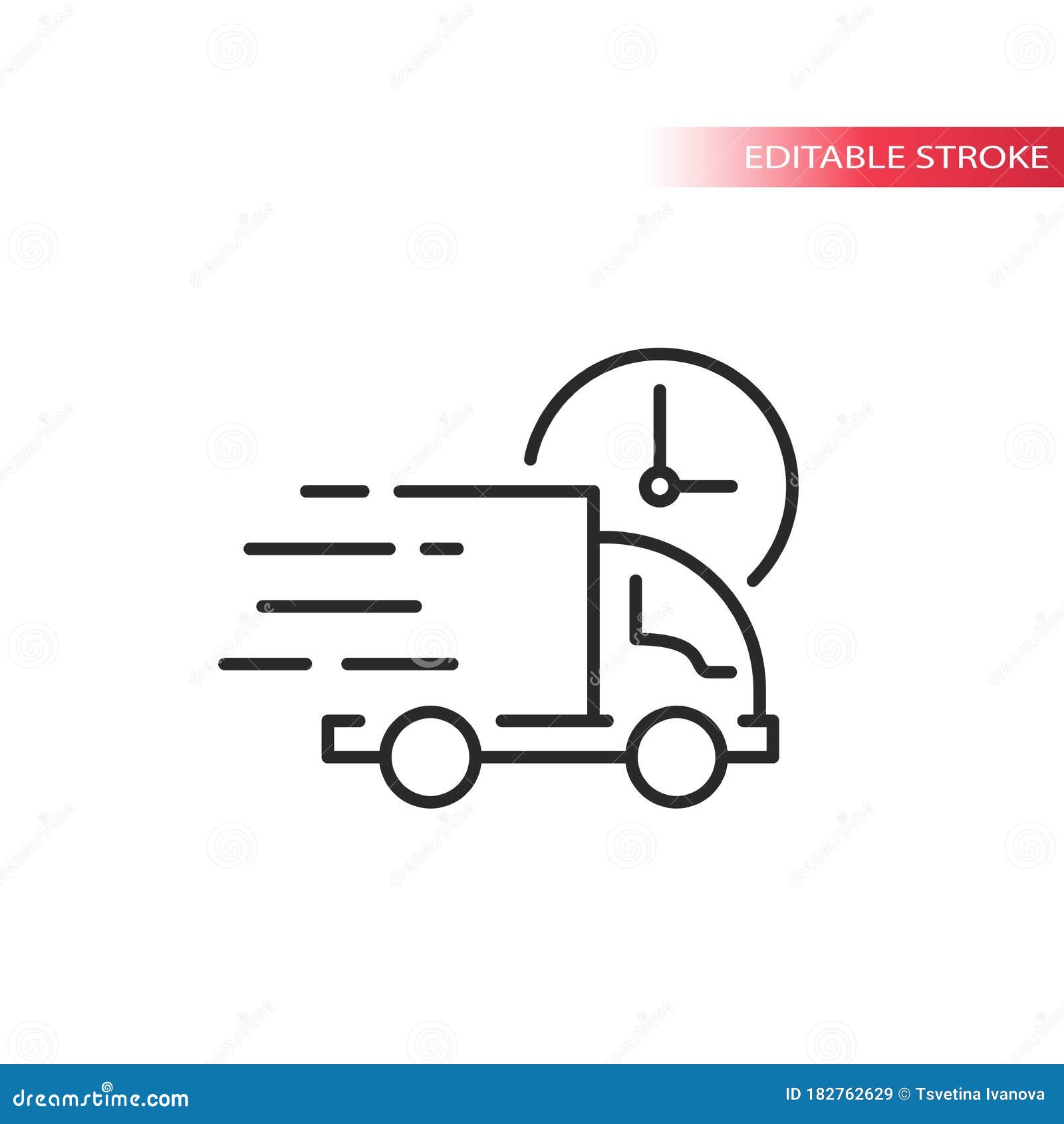 Fast Delivery Truck with Speed Lines and a Clock Stock Vector ...
