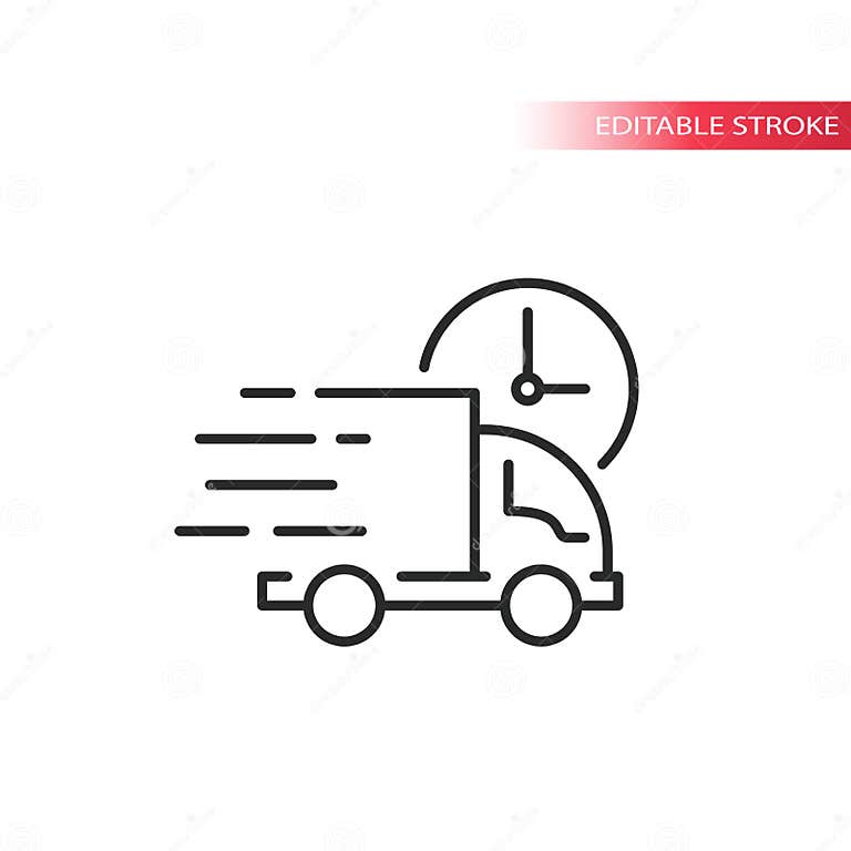 Fast Delivery Truck with Speed Lines and a Clock Stock Vector ...