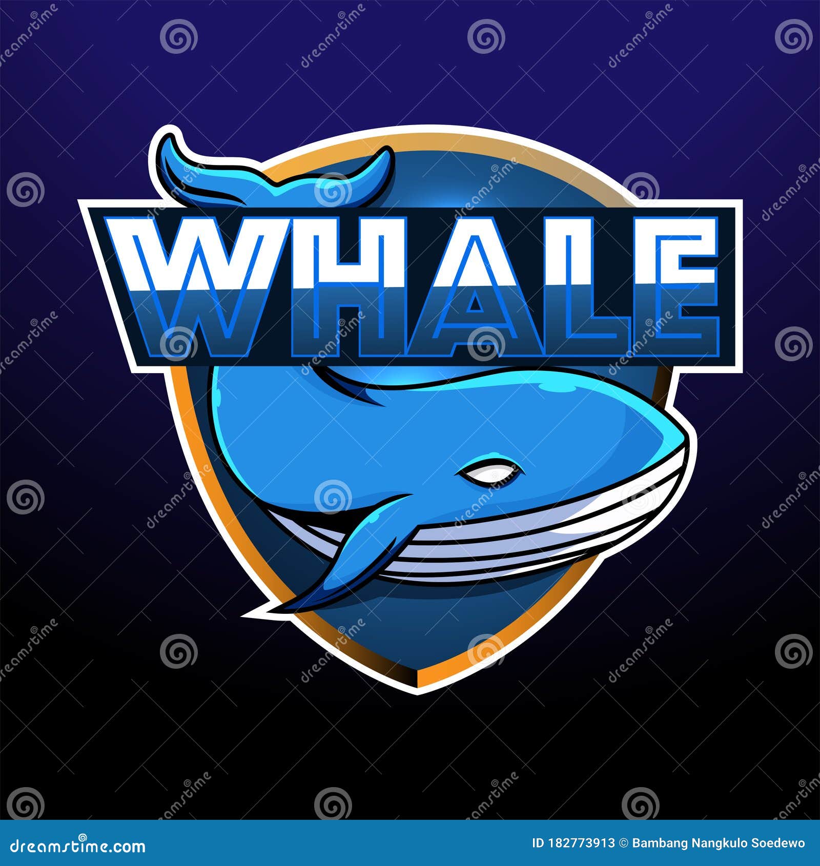 Blue Whale Esport Logo Design Stock Vector - Illustration of logo ...