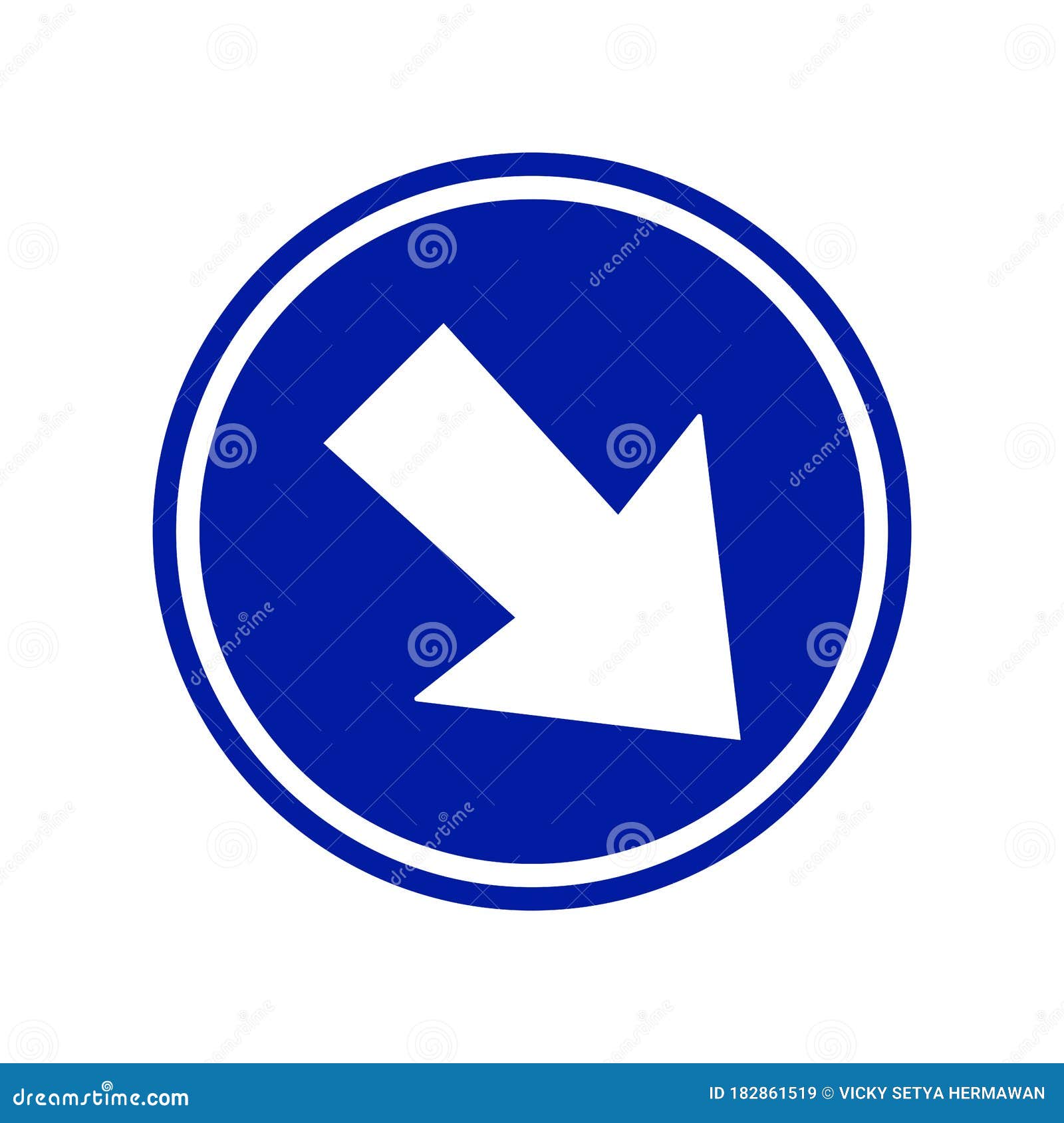 Direction Blue Arrow Street Sign Vector Icon. Keep Right Sign Icon ...