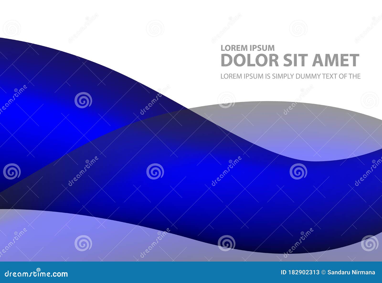 Blue Vector Template Abstract Background with Curves Lines for Flyer ...