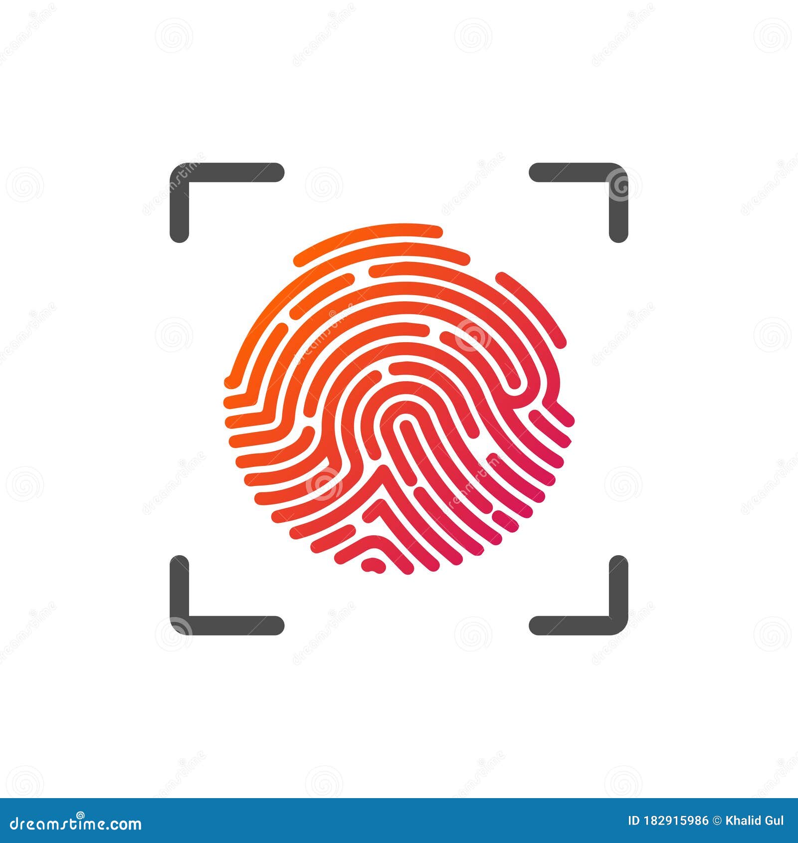 Circle Ink Fingerprint Icon Design For Application. Finger Print Flat ...