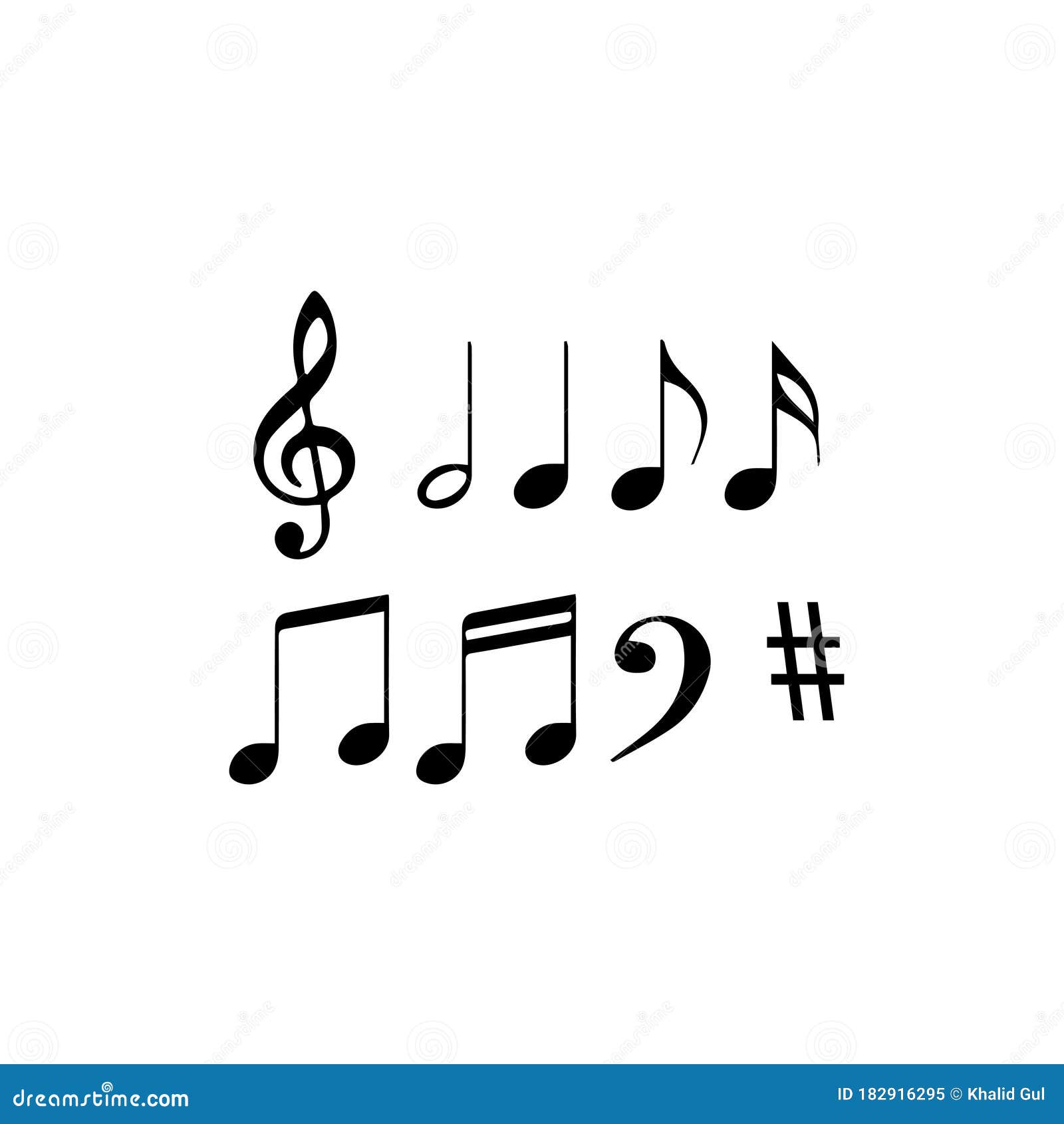Music Note Icons Set in Vector Stock Vector - Illustration of music ...