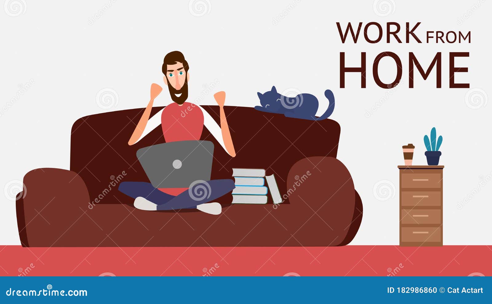 Rest and Work at Home Online. Stock Vector - Illustration of character ...