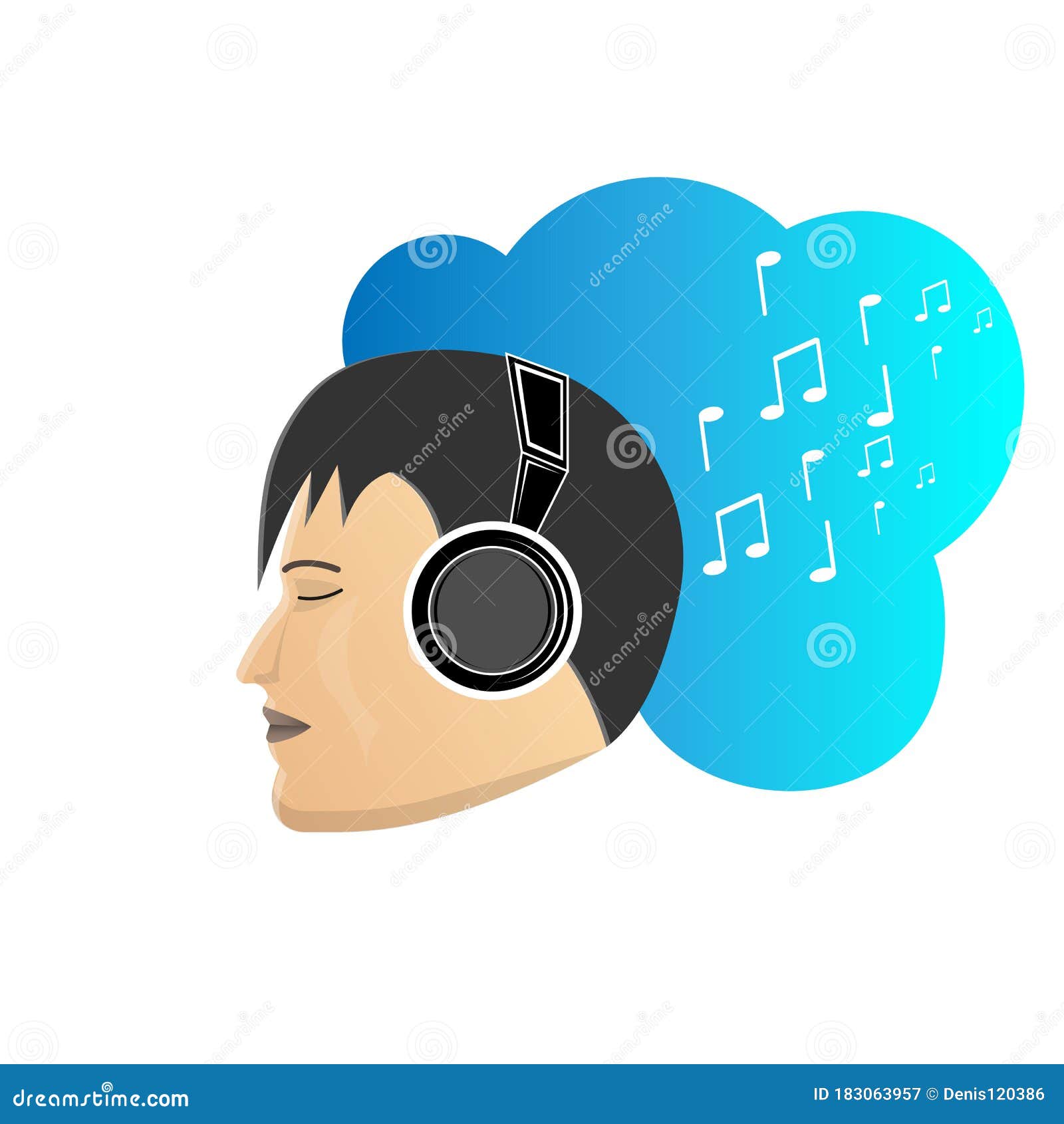 Headphones. a Person Listens To Music. Vector Illustration Stock Vector ...