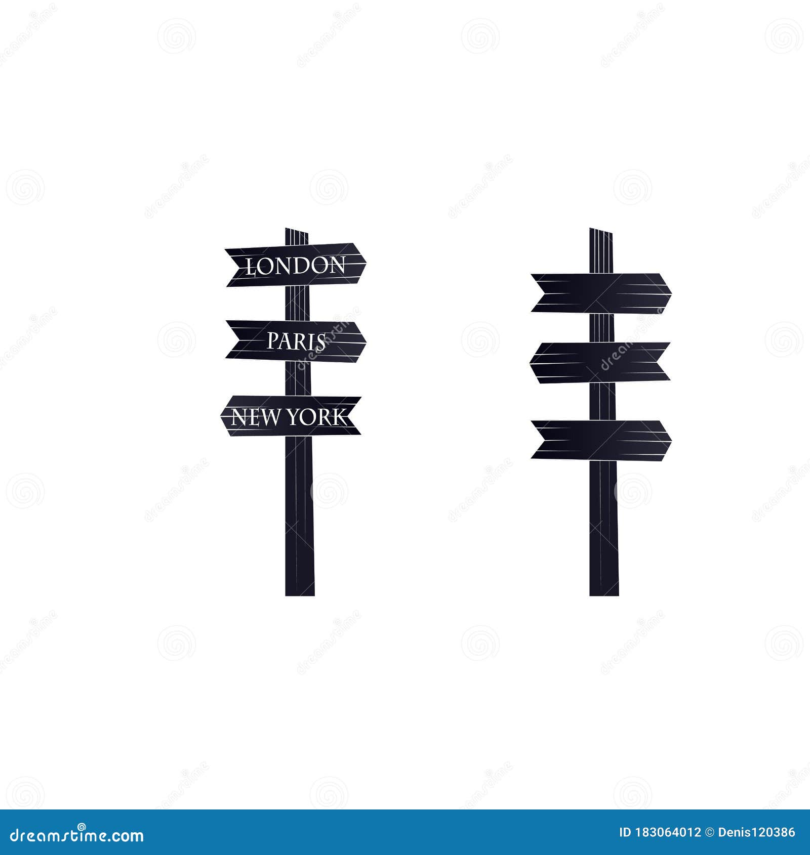 Direction Indicator. Path Designation. Wooden Road Sign. Vector ...