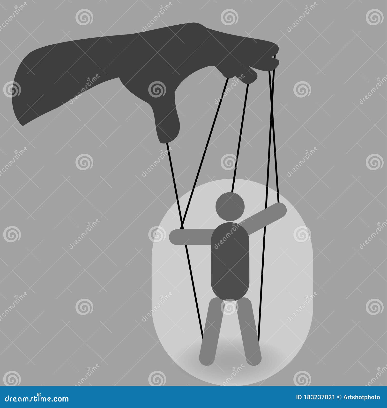Hand with a Puppet on Ropes, Manipulation Concept Stock Vector ...