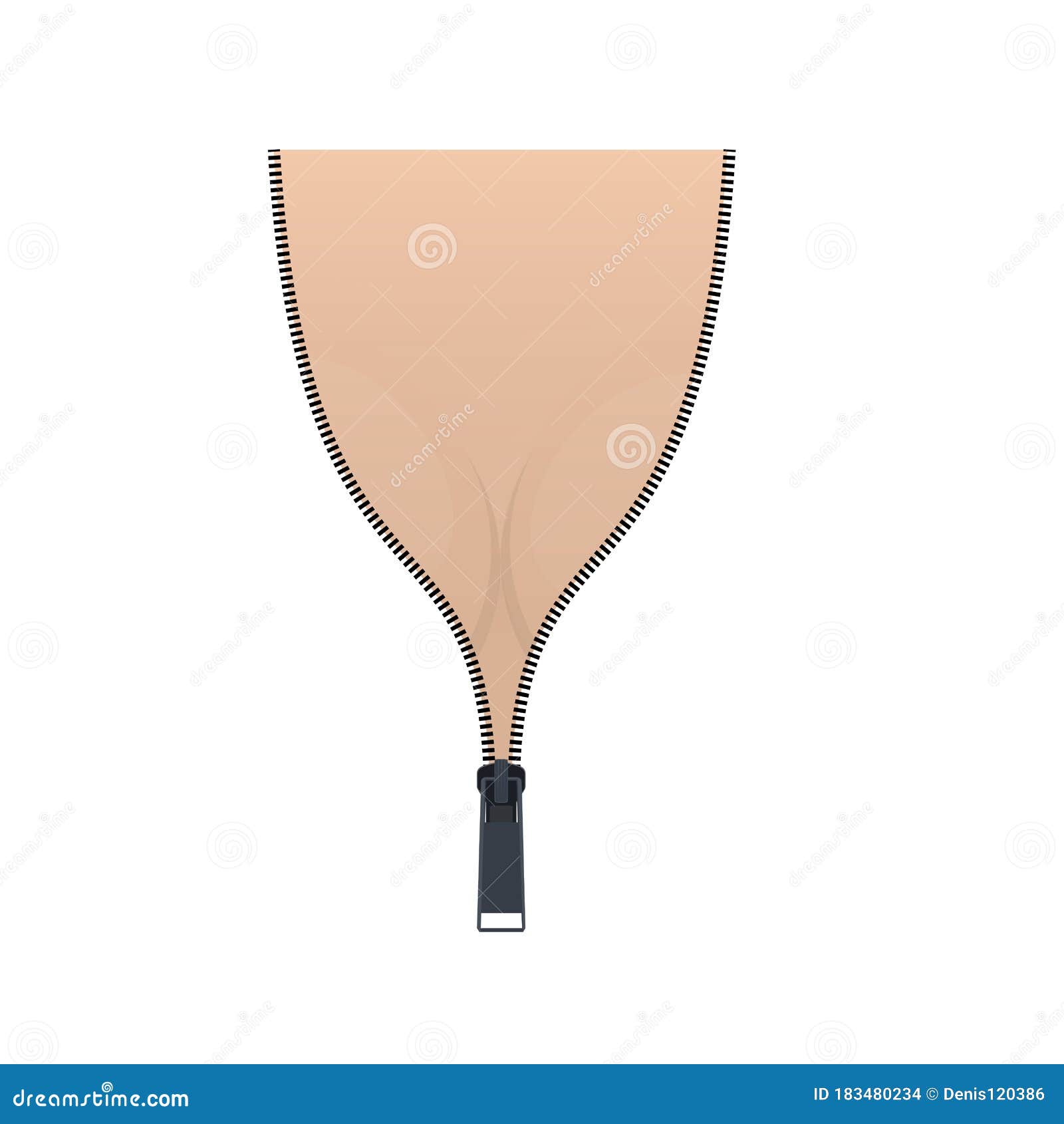 Female Breast. Cleavage with Zipper, Vector Illustration Stock Vector ...