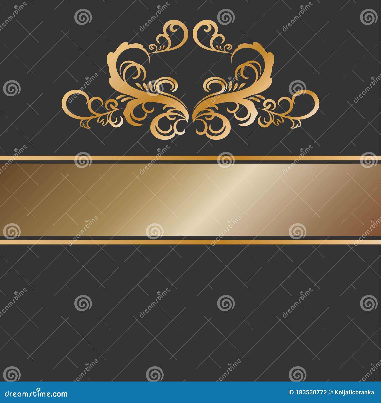 Dark Grey Background Decorated the Golden Royal Border. Stock Vector ...