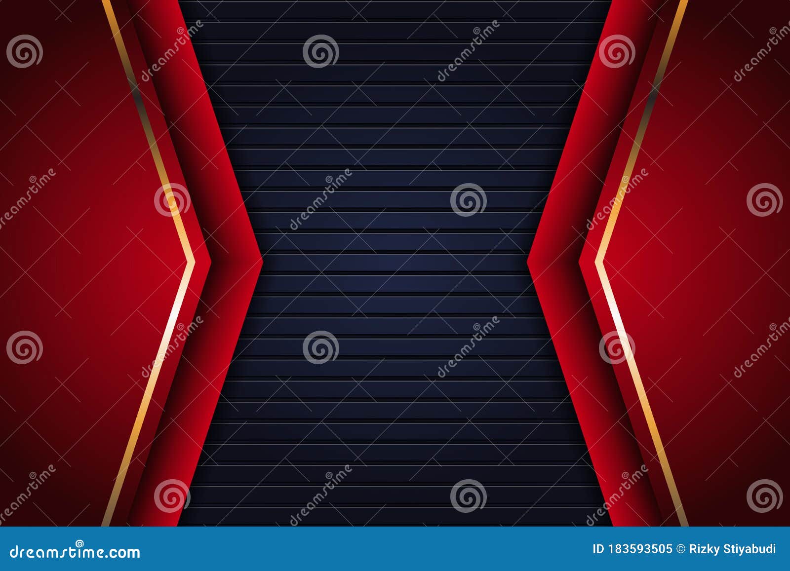 Abstract Vector in Gold, Dark Blue and Red Colors. Modern Geometric ...