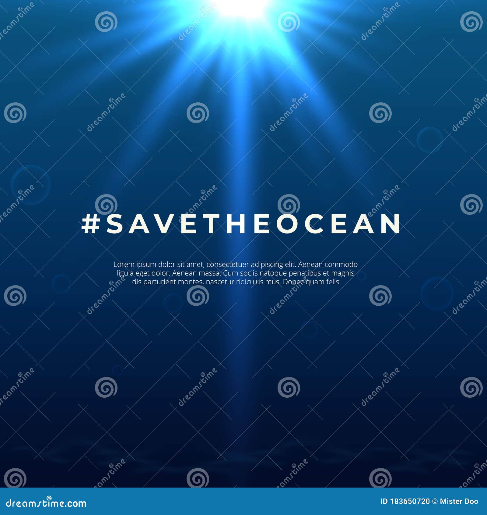 Save Our Oceans Background. World Oceans Day Design with Underwater ...