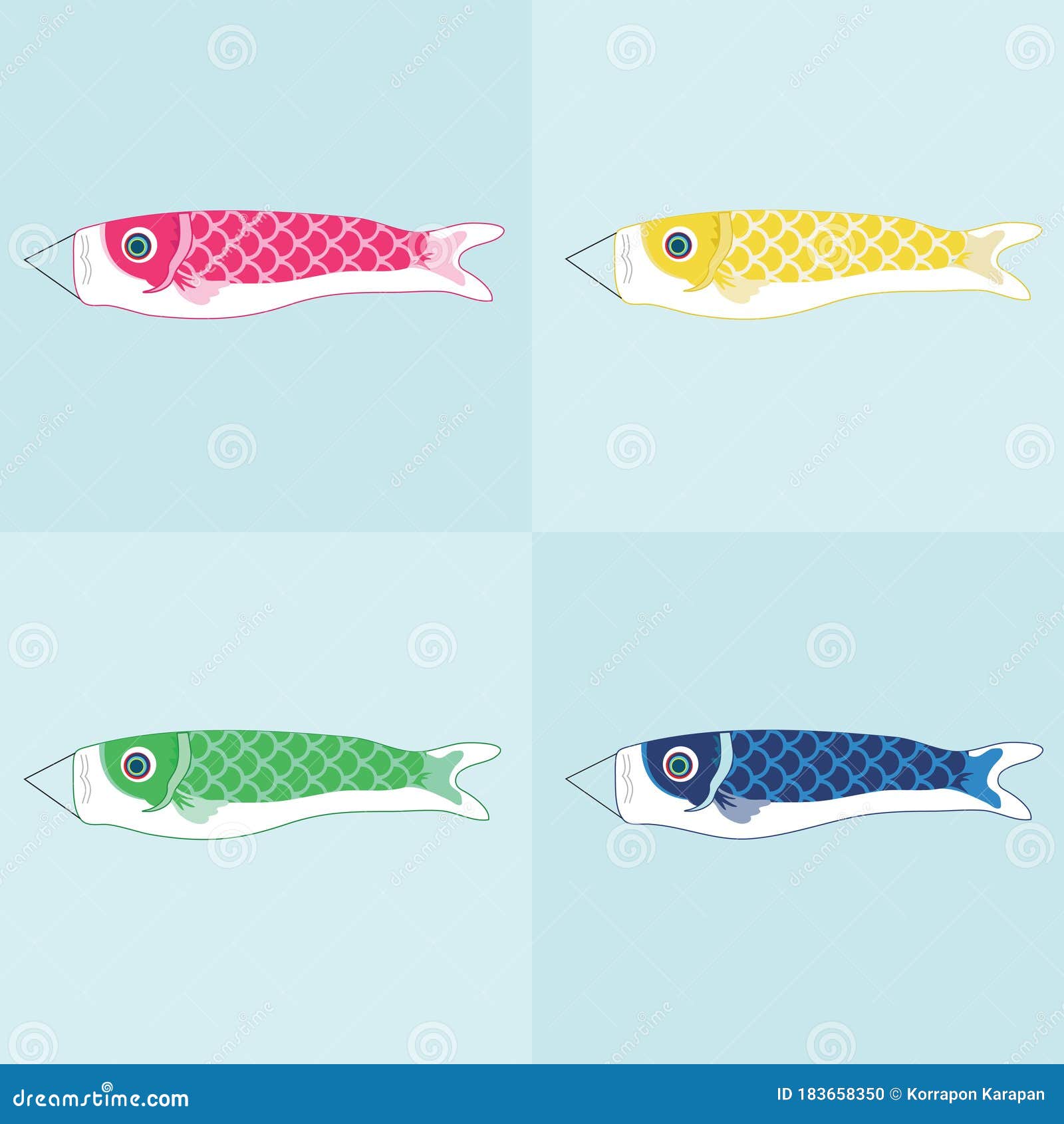 Colourful Flag Carp or Koinobori To Celebrate Children`s Day, a ...