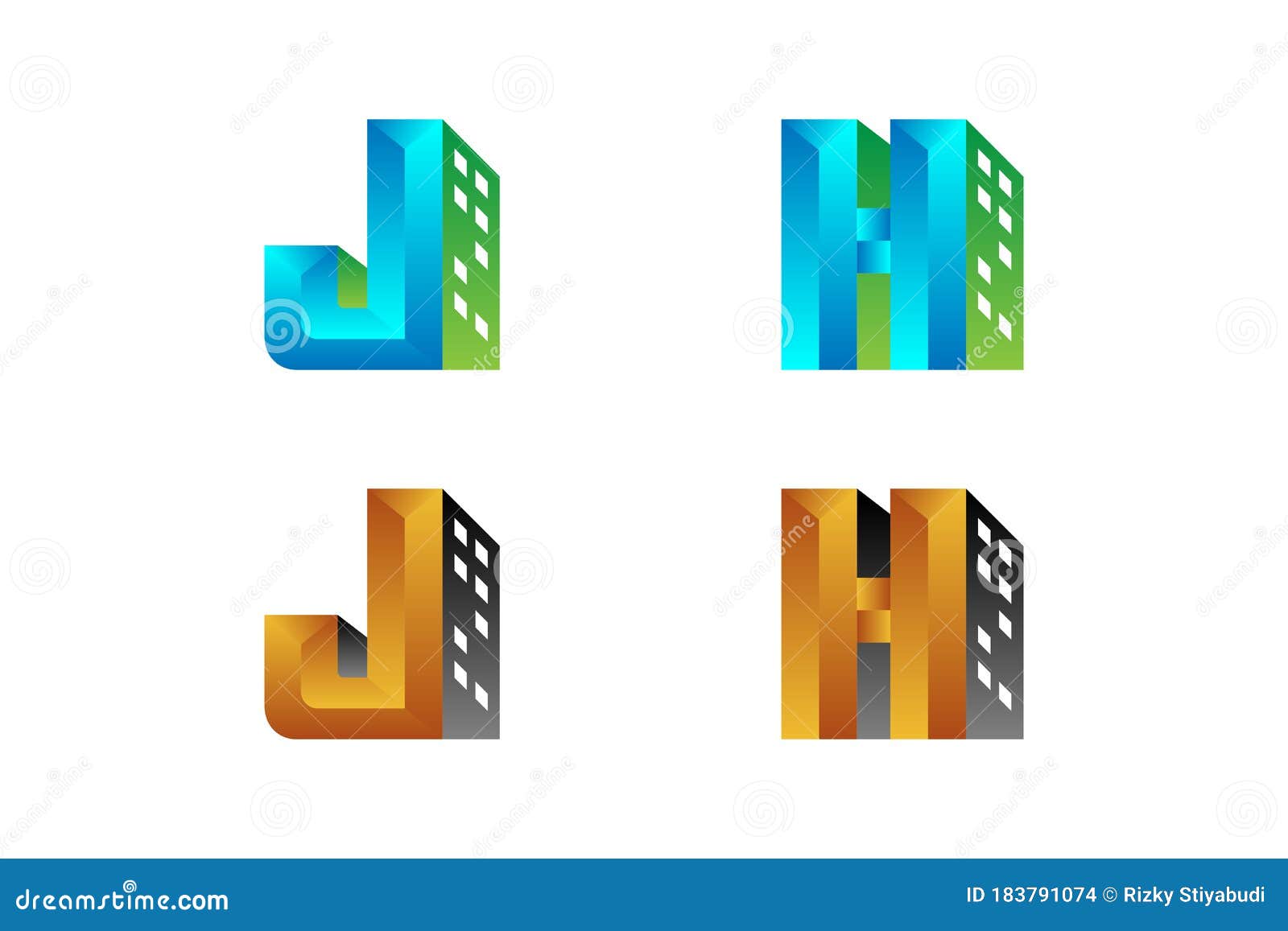 Letter J and Letter H Combined Building Logo Design Template. Stock ...