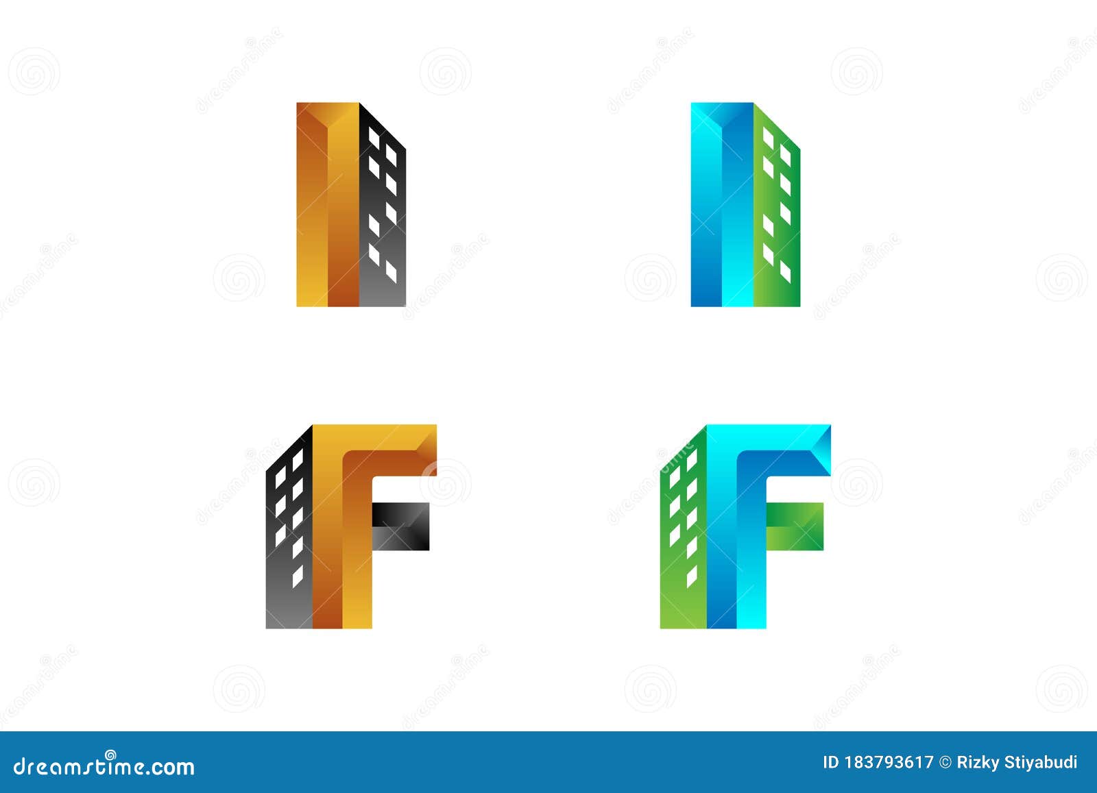 Letter I and Letter F Combined Building Logo Design Template Stock ...