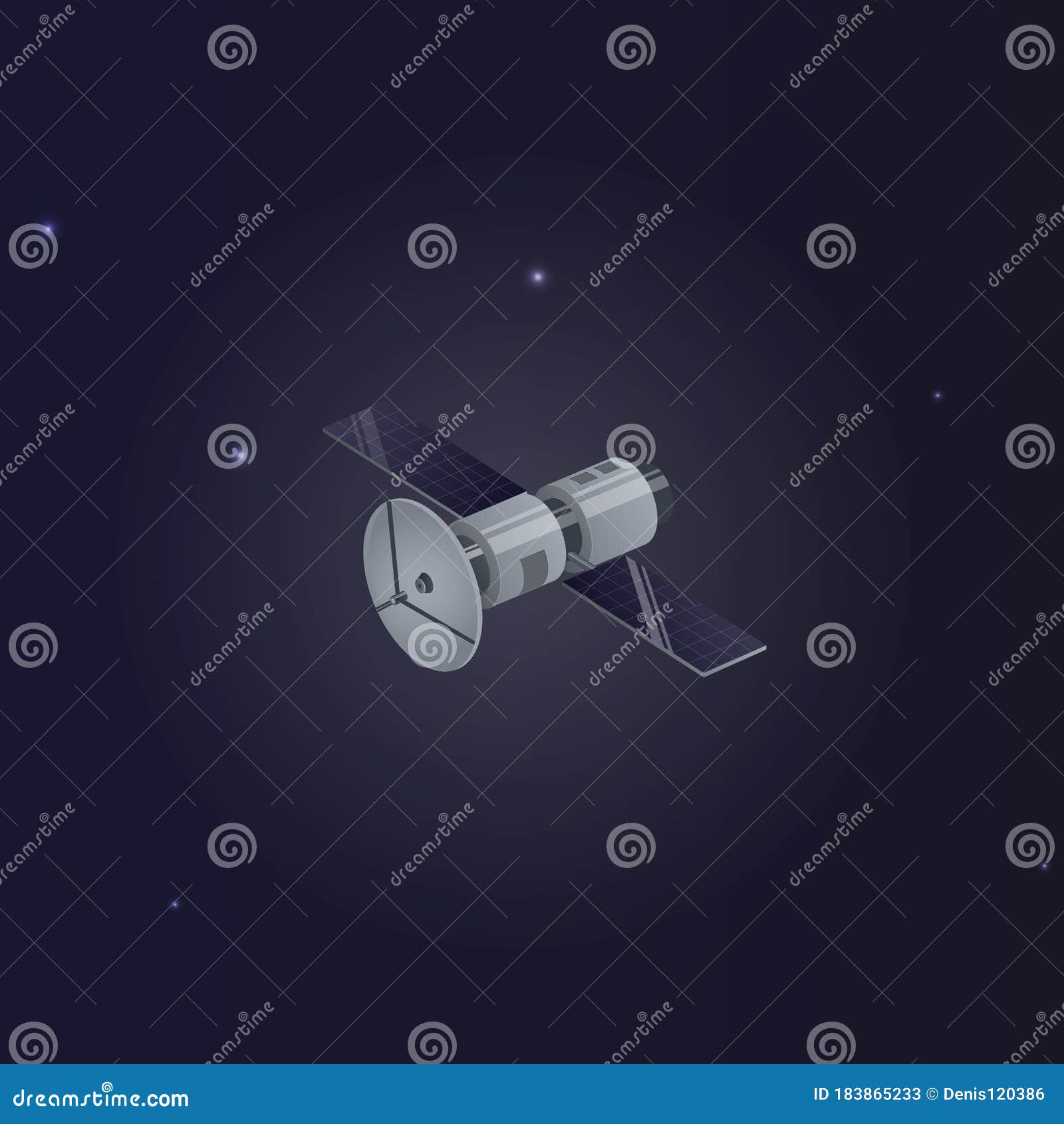Space Satellite. Navigation and Communication Spacecraft. Vector ...