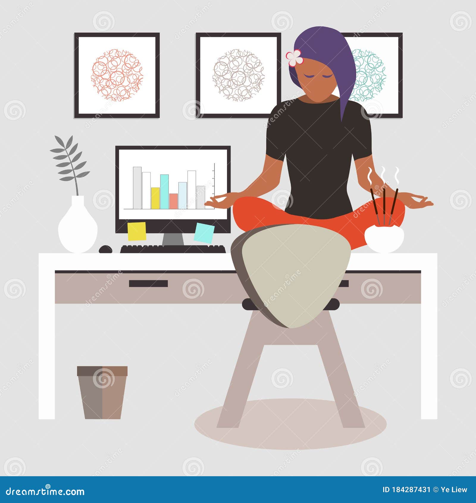 Time Off Work for Meditation Stock Vector - Illustration of room ...