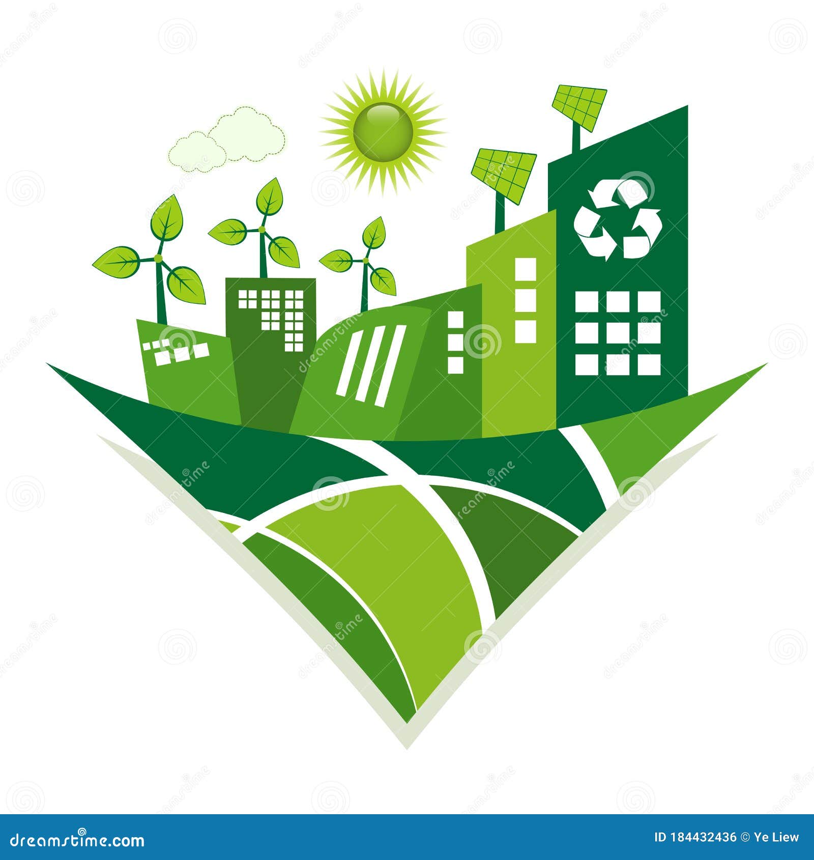 Eco City And Eco Living Concept. Using Of Green Energy, Solar Panels ...