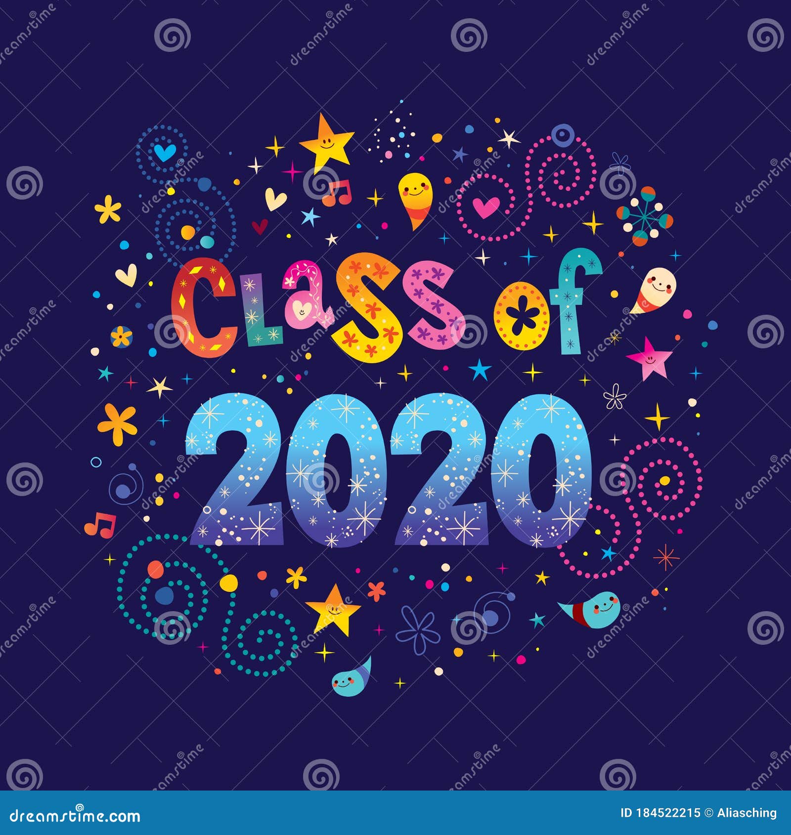 Class Of 2020 Round Lable. Hand Drawn Brush Lettering Graduation Logo ...