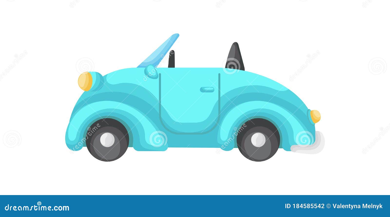 Turquoise Cartoon Car Isolated on White Background, Colorful Automobile ...