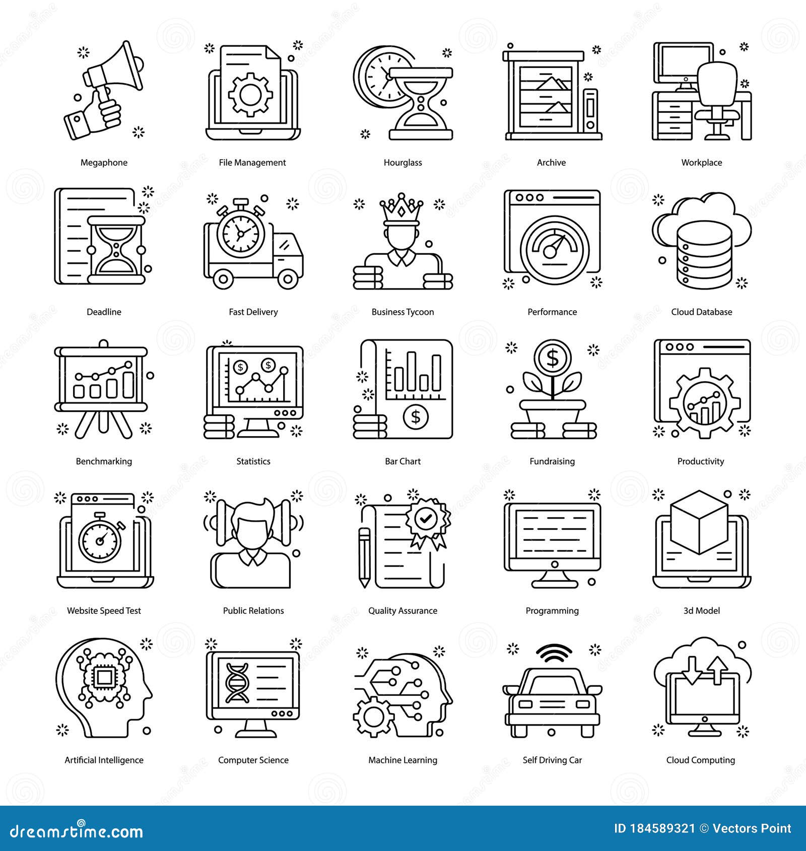 Finance Promotion Line Style Pack Stock Vector - Illustration of date ...
