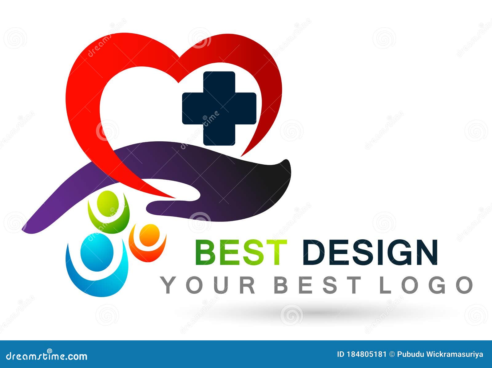 Medical Red Heart Love Clinic Protect People Hands Life Care Logo ...